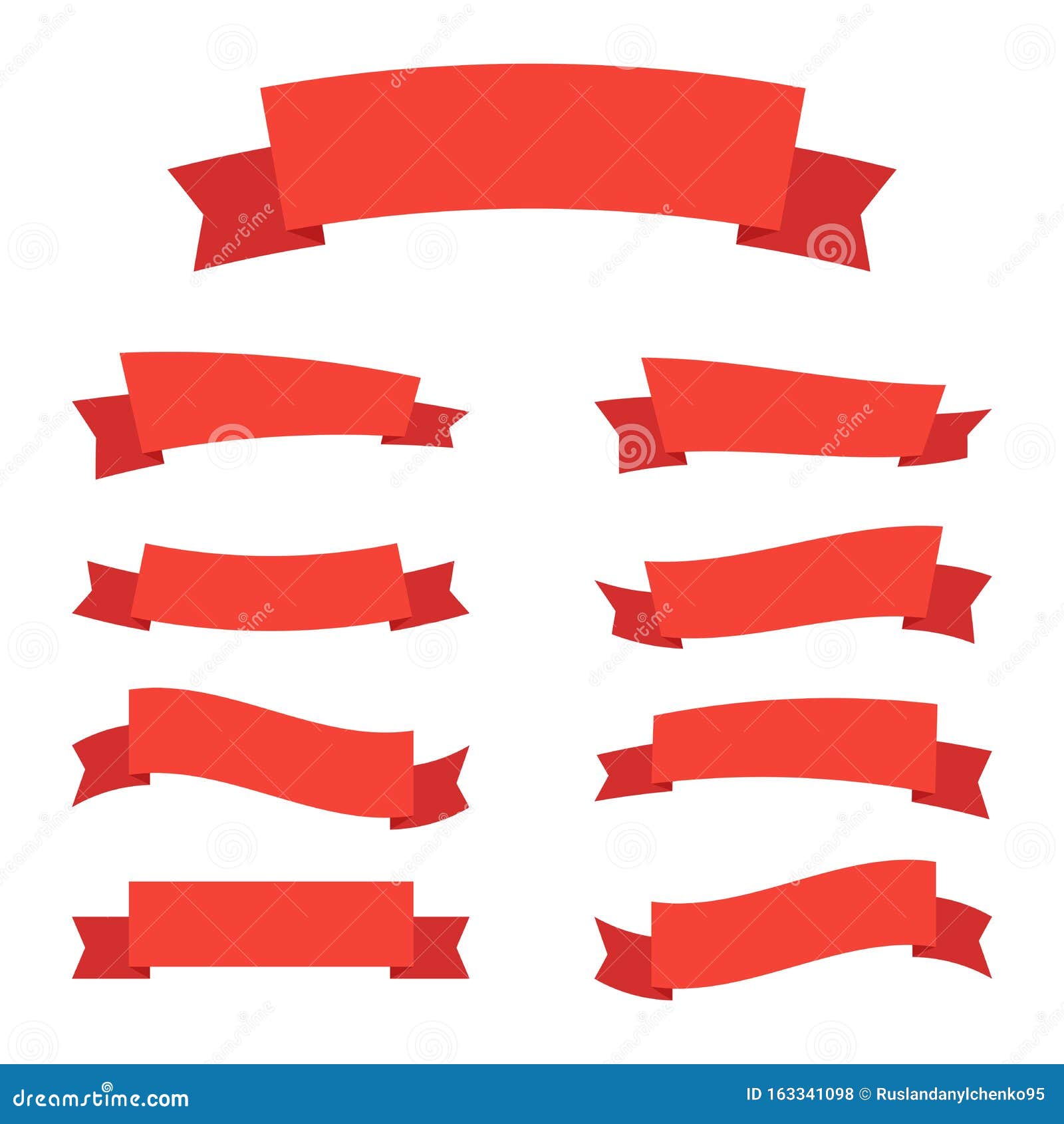 The Ribbons are Red in Color. Modern Collection of Simple Ribbons Stock ...
