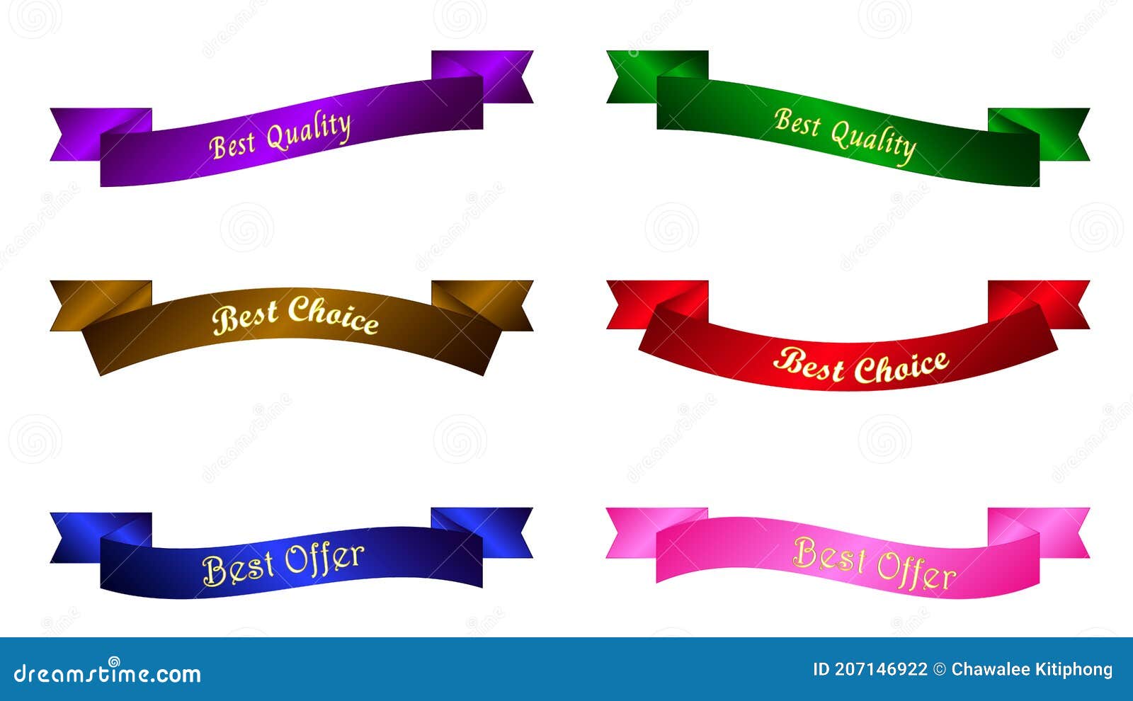Ribbons, Set of the Best Ribbon Stock Vector - Illustration of award ...