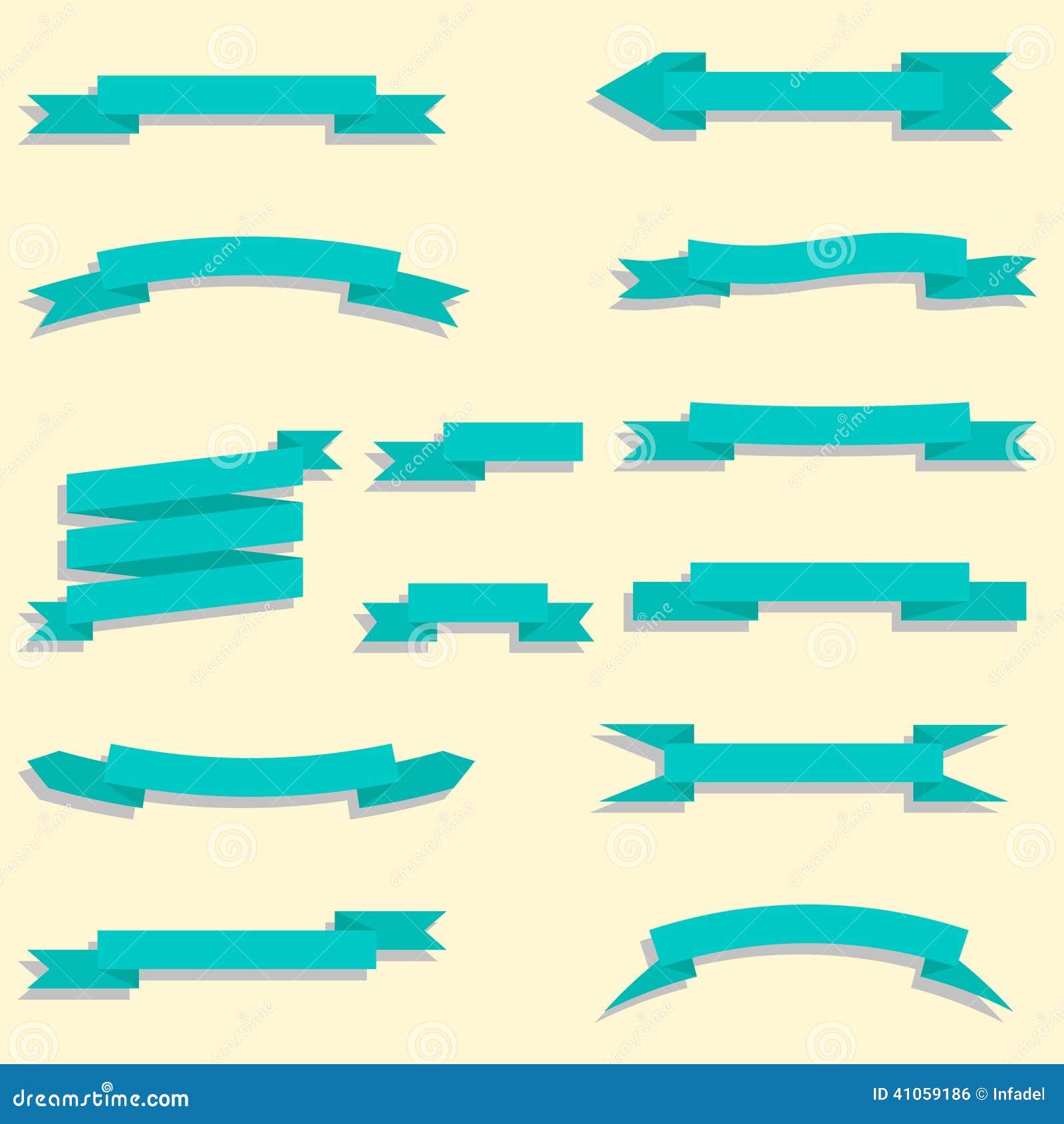 Ribbons set with shadow stock vector. Illustration of label - 41059186