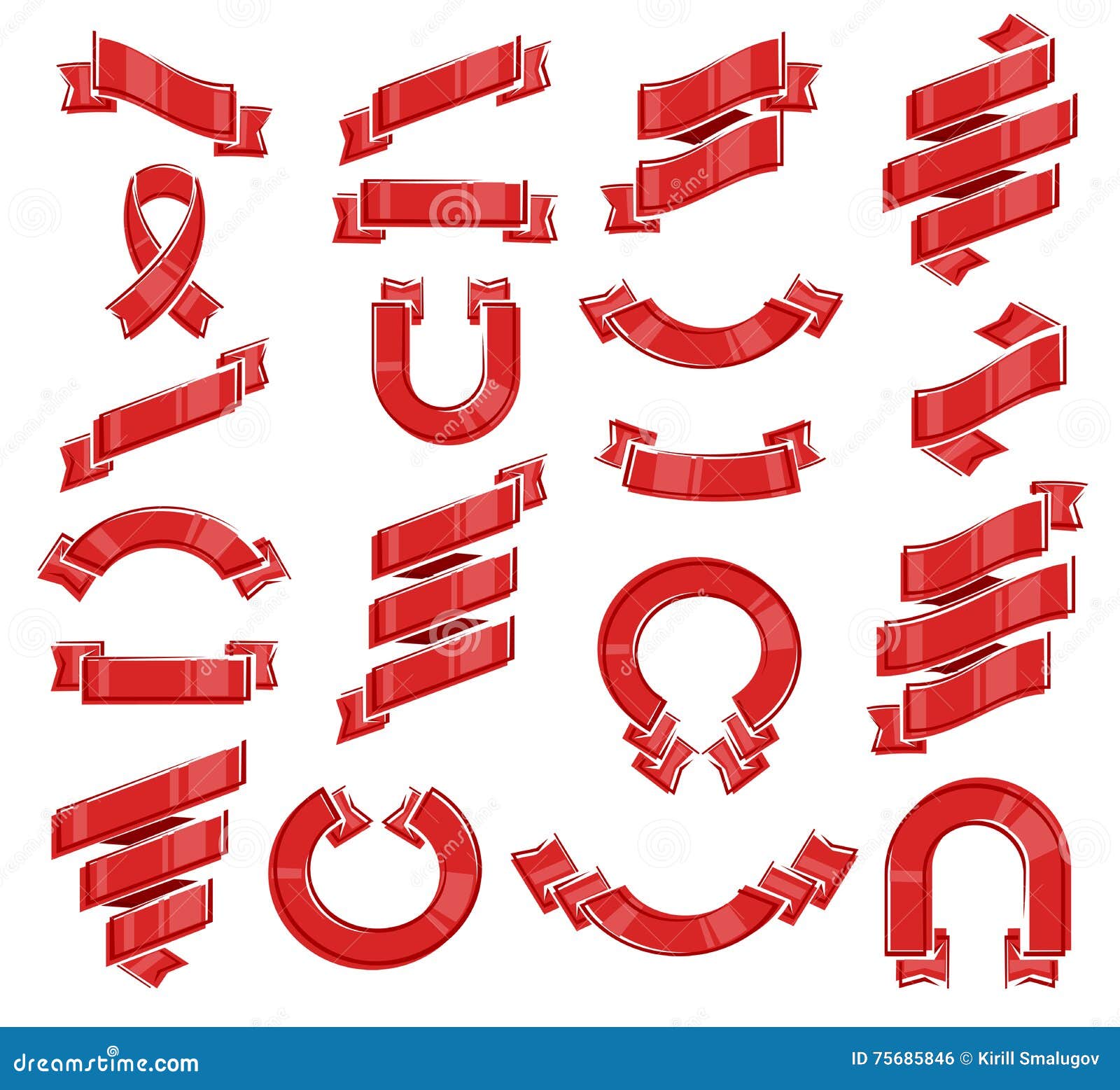 Ribbons set. Vector stock vector. Illustration of design - 75685846
