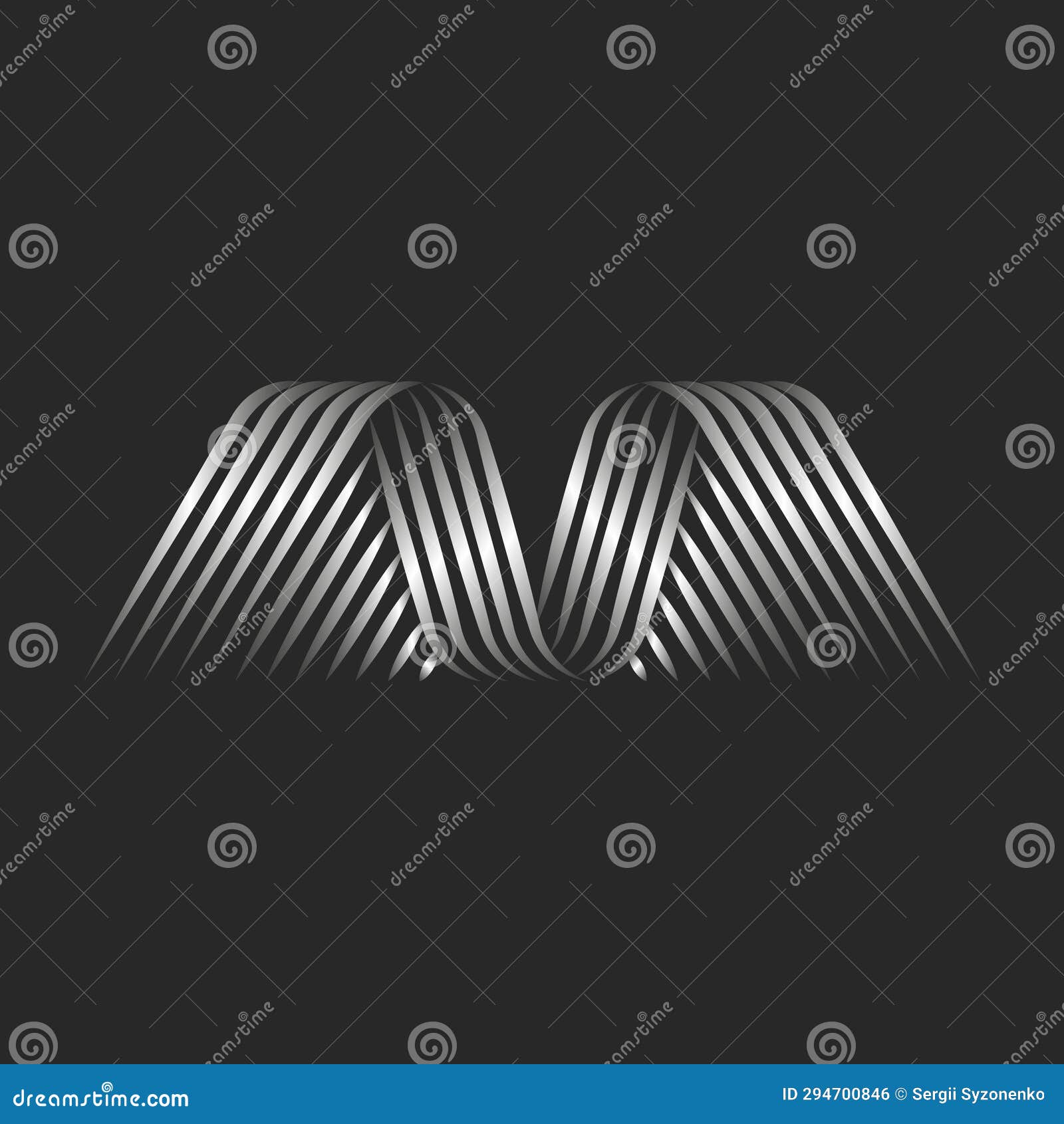 Ribbons Shape Letter M Logo Monogram with Curls of Thin Stripes of ...