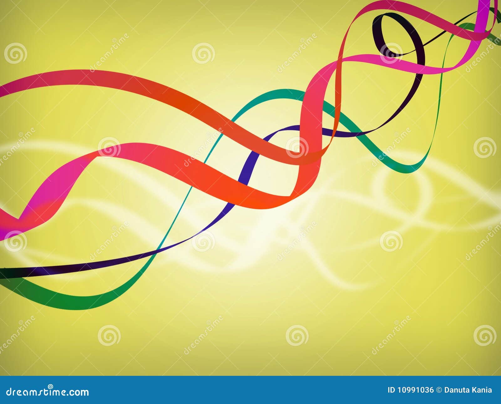 Ribbons Swirling Over Yellow Background Stock Illustration ...