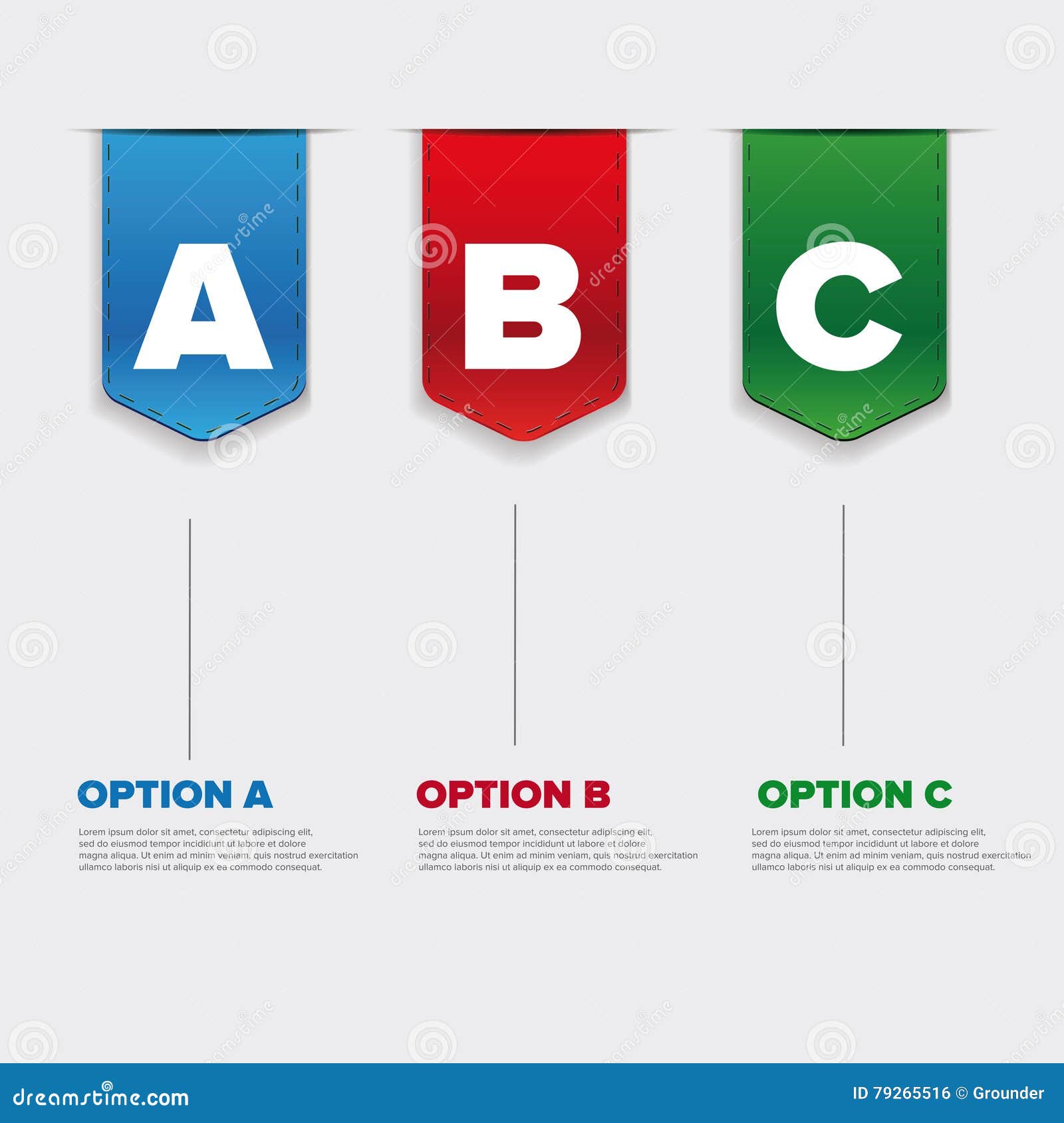 Ribbons with Three Choices: a, B and C Stock Vector - Illustration of ...