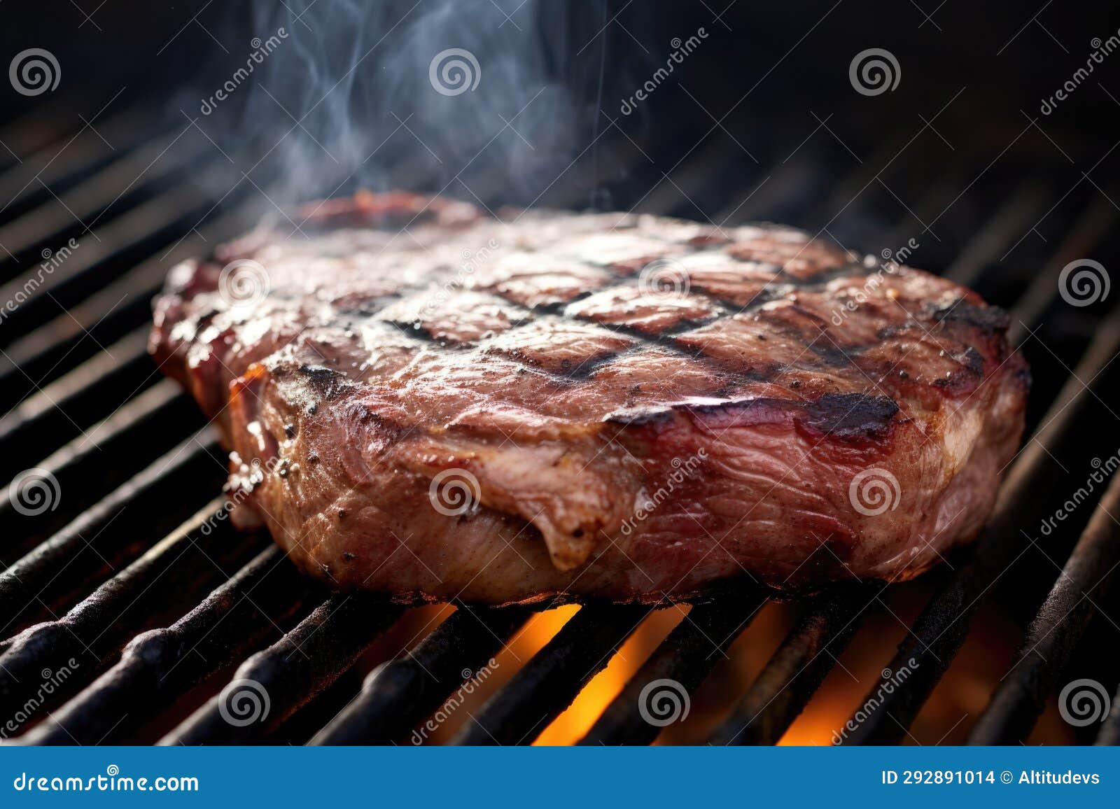 Ribeye Steak on Grill with Visible Grill Marks Stock Photo - Image of ...
