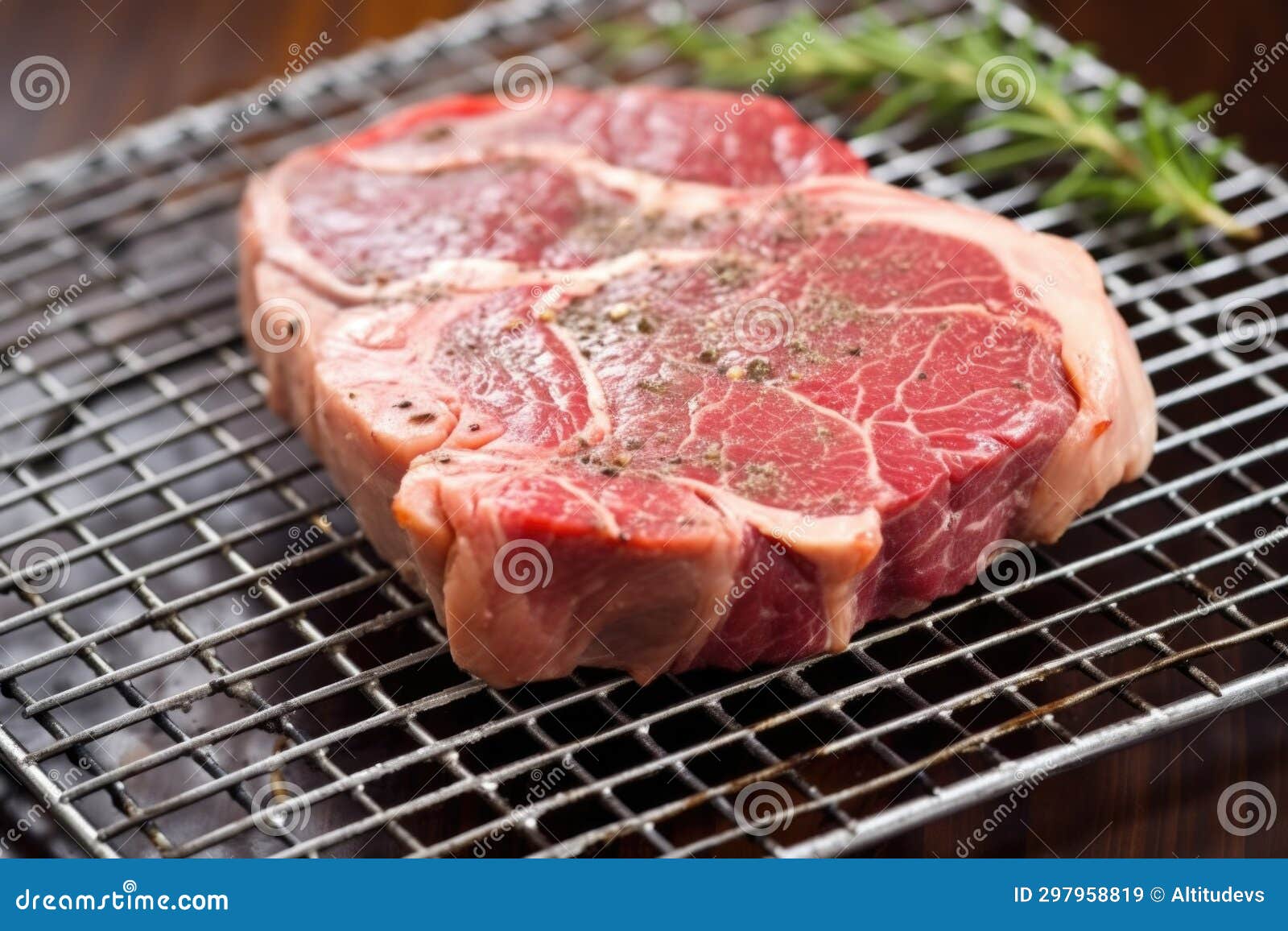 Ribeye Steak with Sear Marks on a Wire Rack Stock Image - Image of wire ...