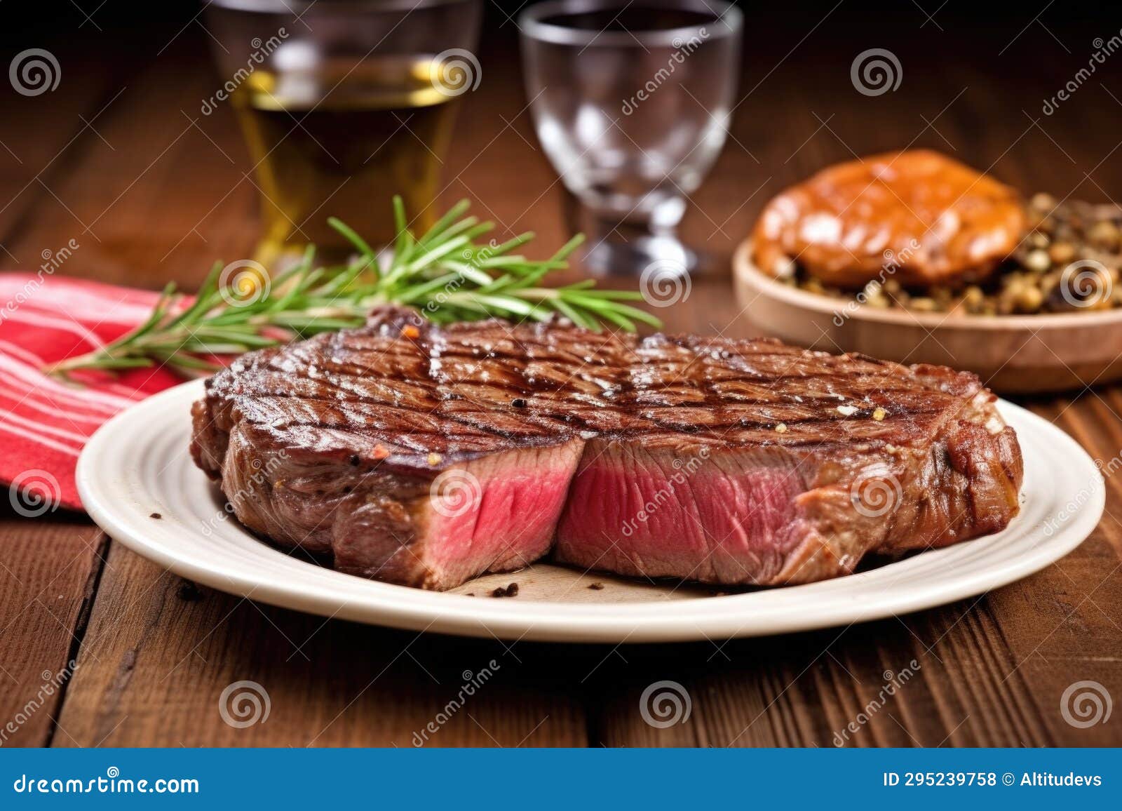 Ribeye Steak Seared with Grill Marks on a Plate Stock Photo - Image of ...