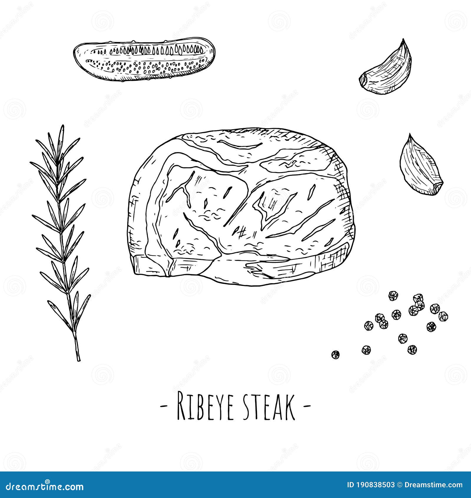 Ribeye Steak. Vector Cartoon Illustration. Isolated Object On White ...