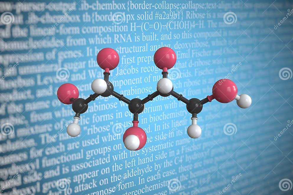Ribose Scientific Molecular Model, 3D Rendering Stock Illustration ...