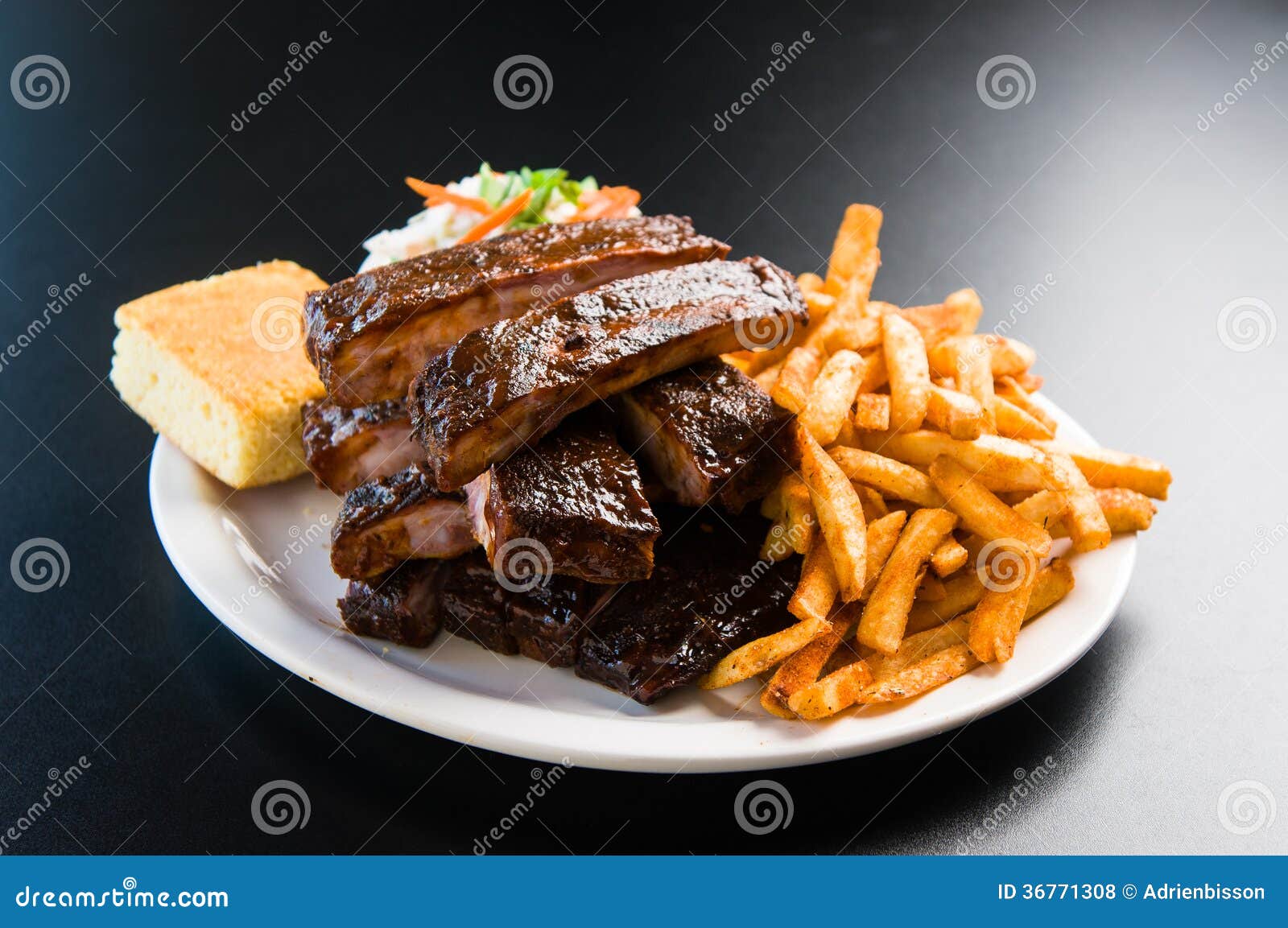 Ribs and Fries stock photo. Image of barbecued, food - 36771308