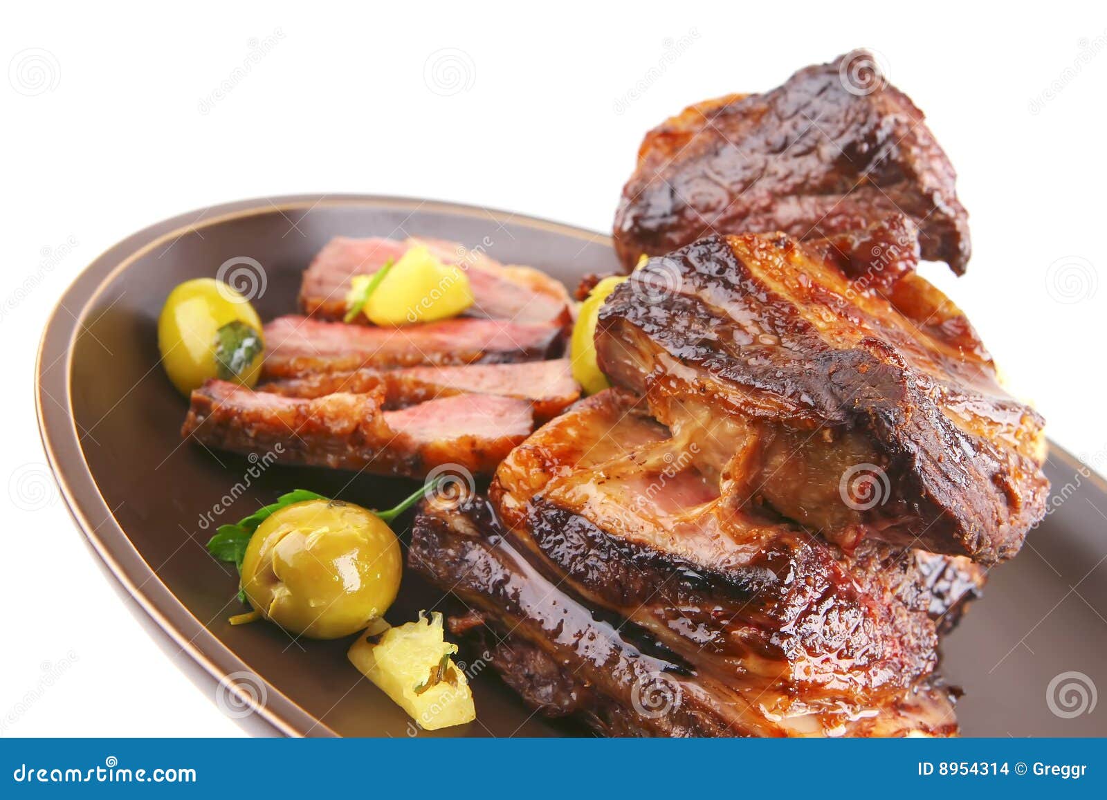 Ribs on old style ceramic stock photo. Image of cuisine - 8954314