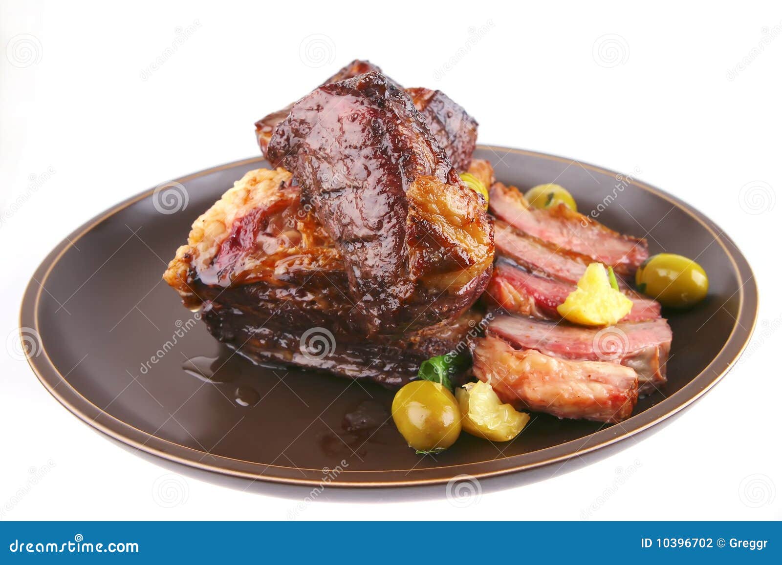 Ribs on Old Style Ceramic Dish Stock Photo - Image of cuisine, food ...