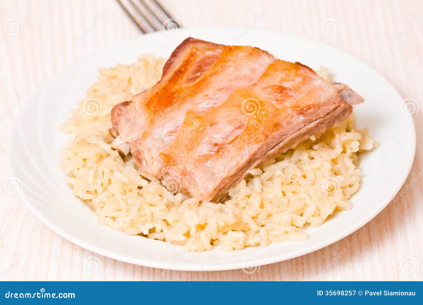 Ribs with rice stock image. Image of delicious, marinated - 35698257