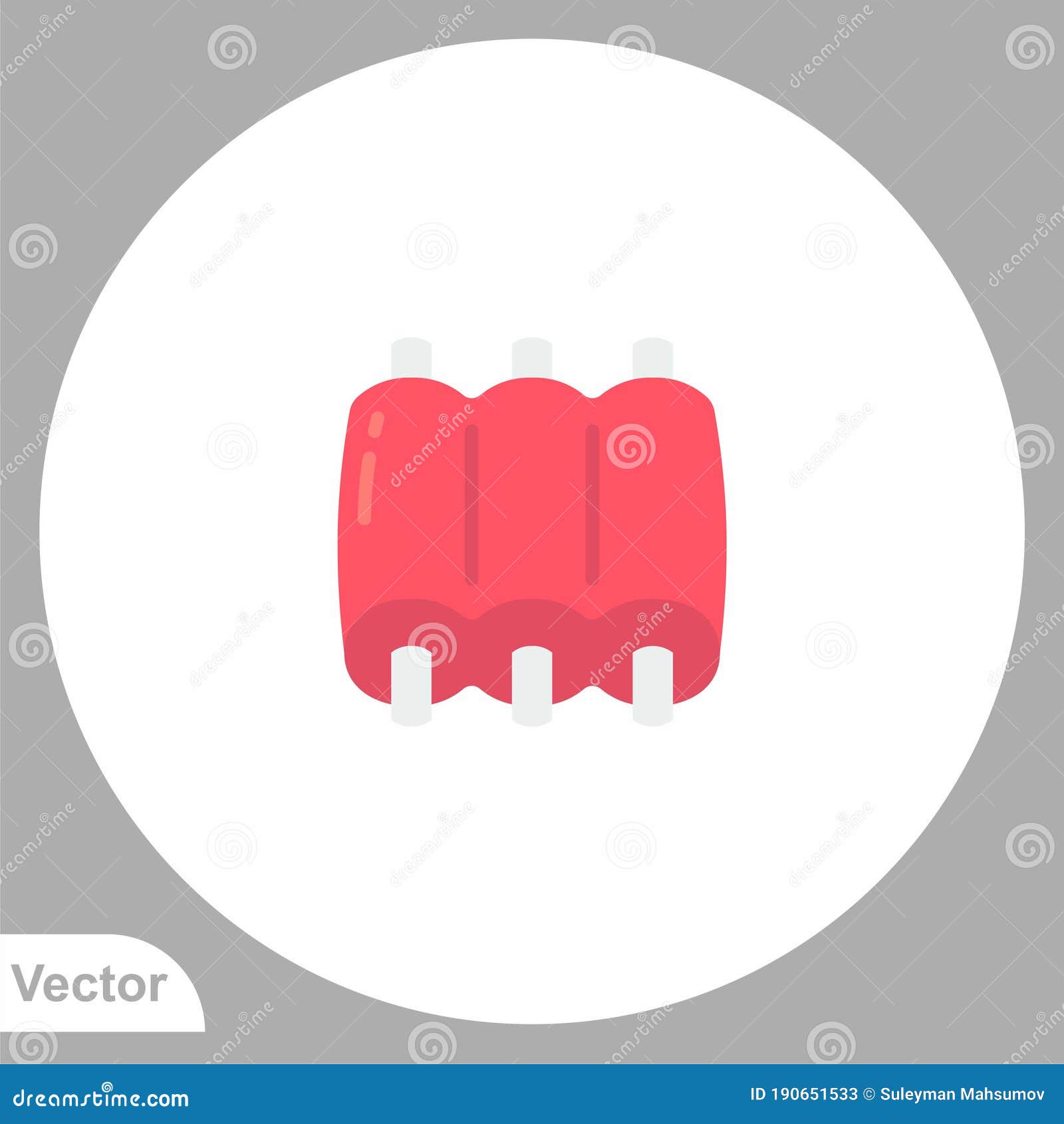 Ribs Vector Icon Sign Symbol Stock Vector - Illustration of grilled ...