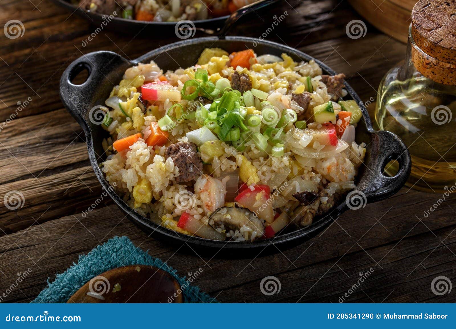 Satisfying Comfort: Close-Up of Chicken Fried Rice with Fresh ...