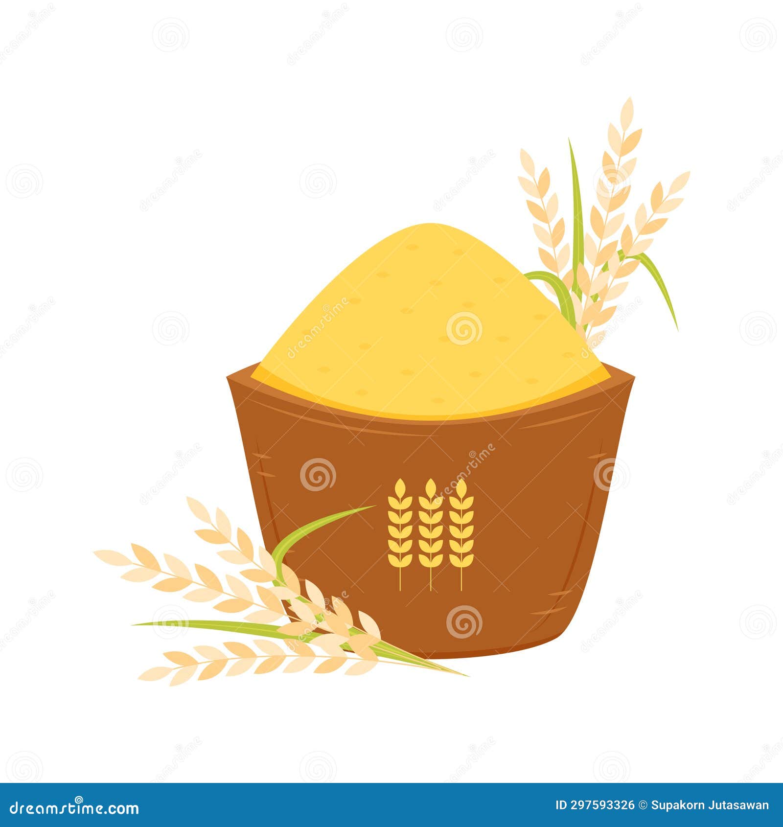 Rice Sack In Black Line Art Doodle Vector Illustration | CartoonDealer ...