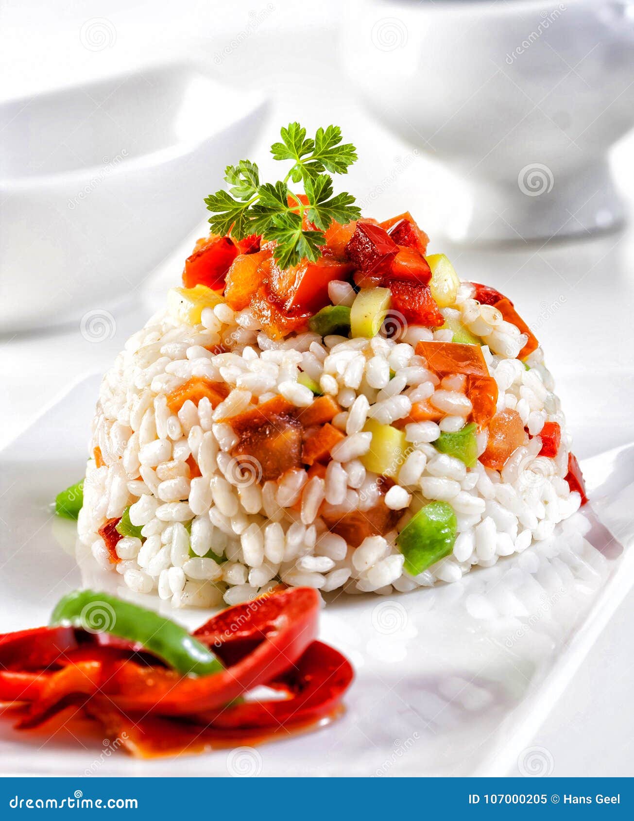 Rice Appetizer Served on a White Dish Stock Image - Image of lunch ...