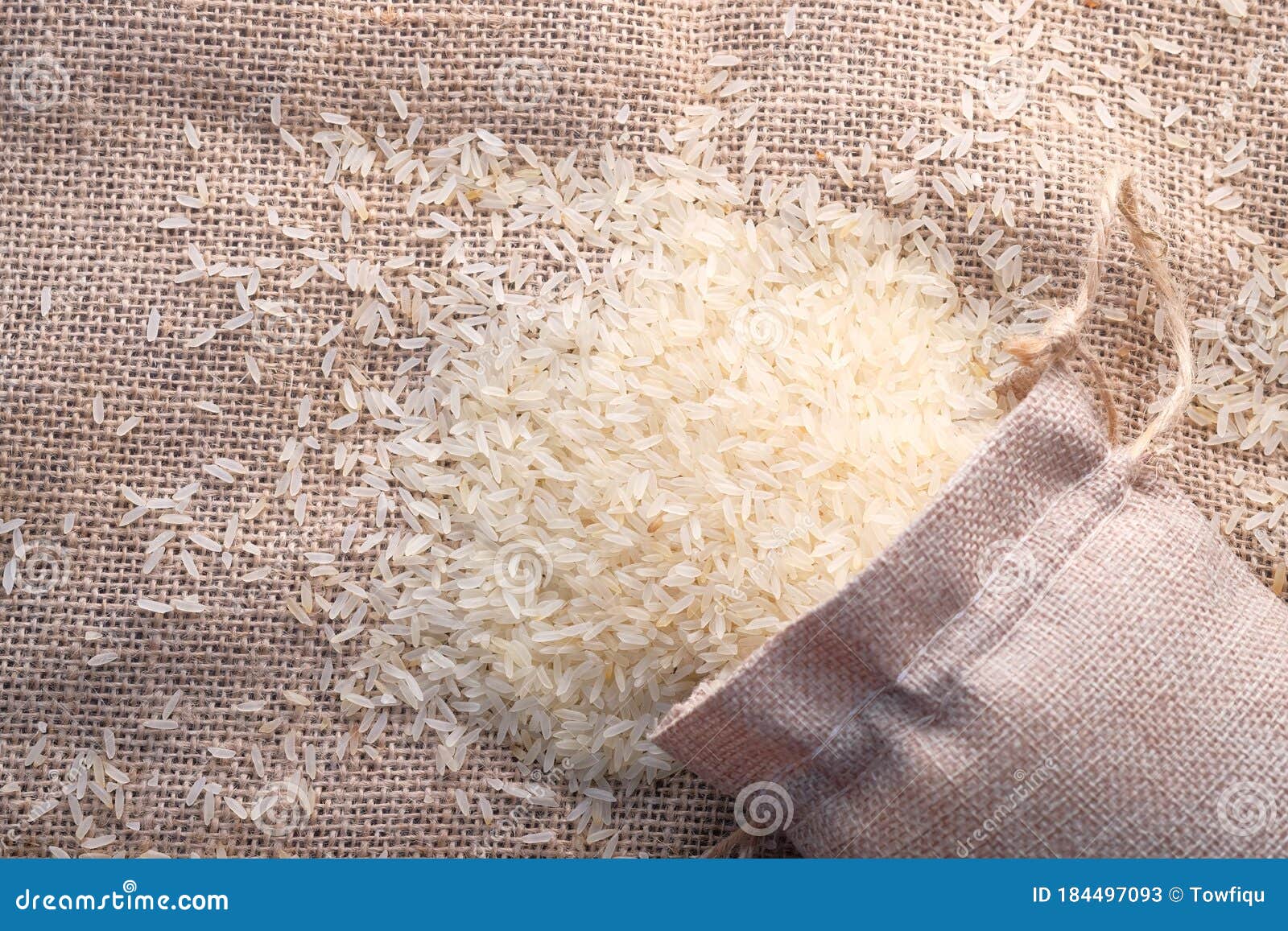 Rice in a Bag on Table Cloth, Top View. Stock Image - Image of oriental ...