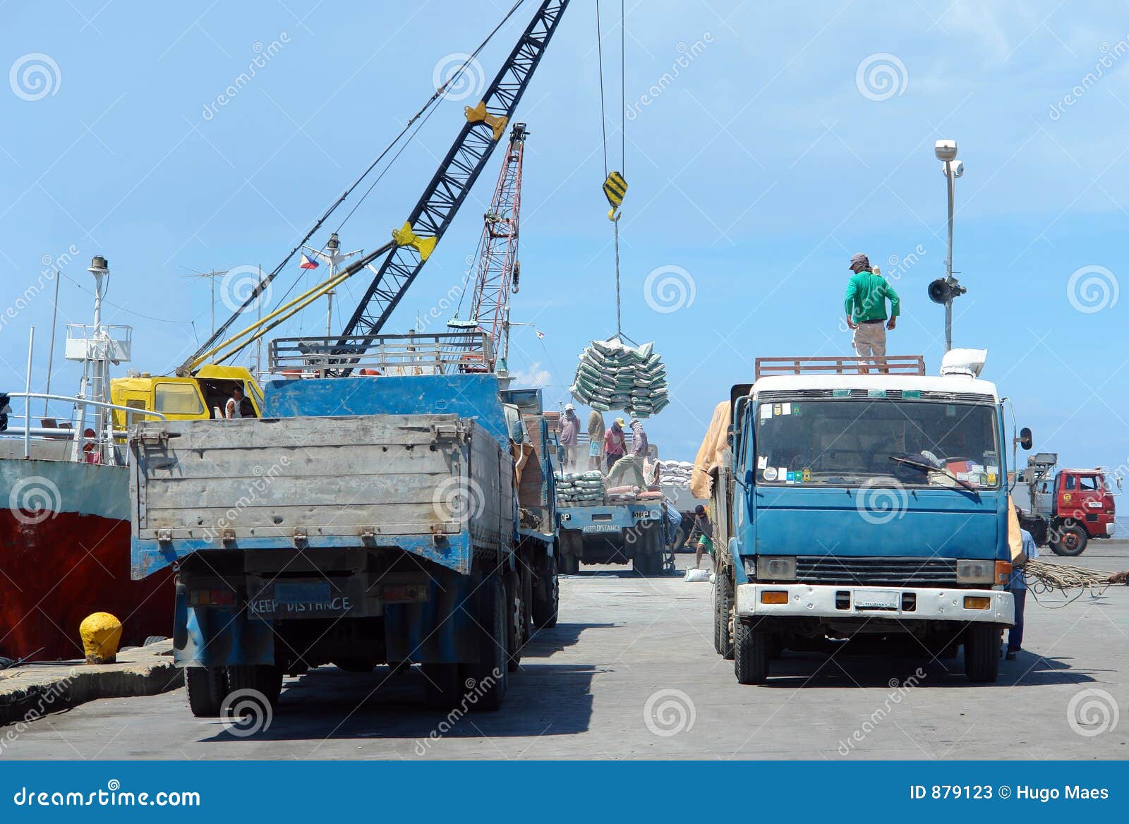 Rice Bags Loading In Asian Port Stock Photos - Image: 879123