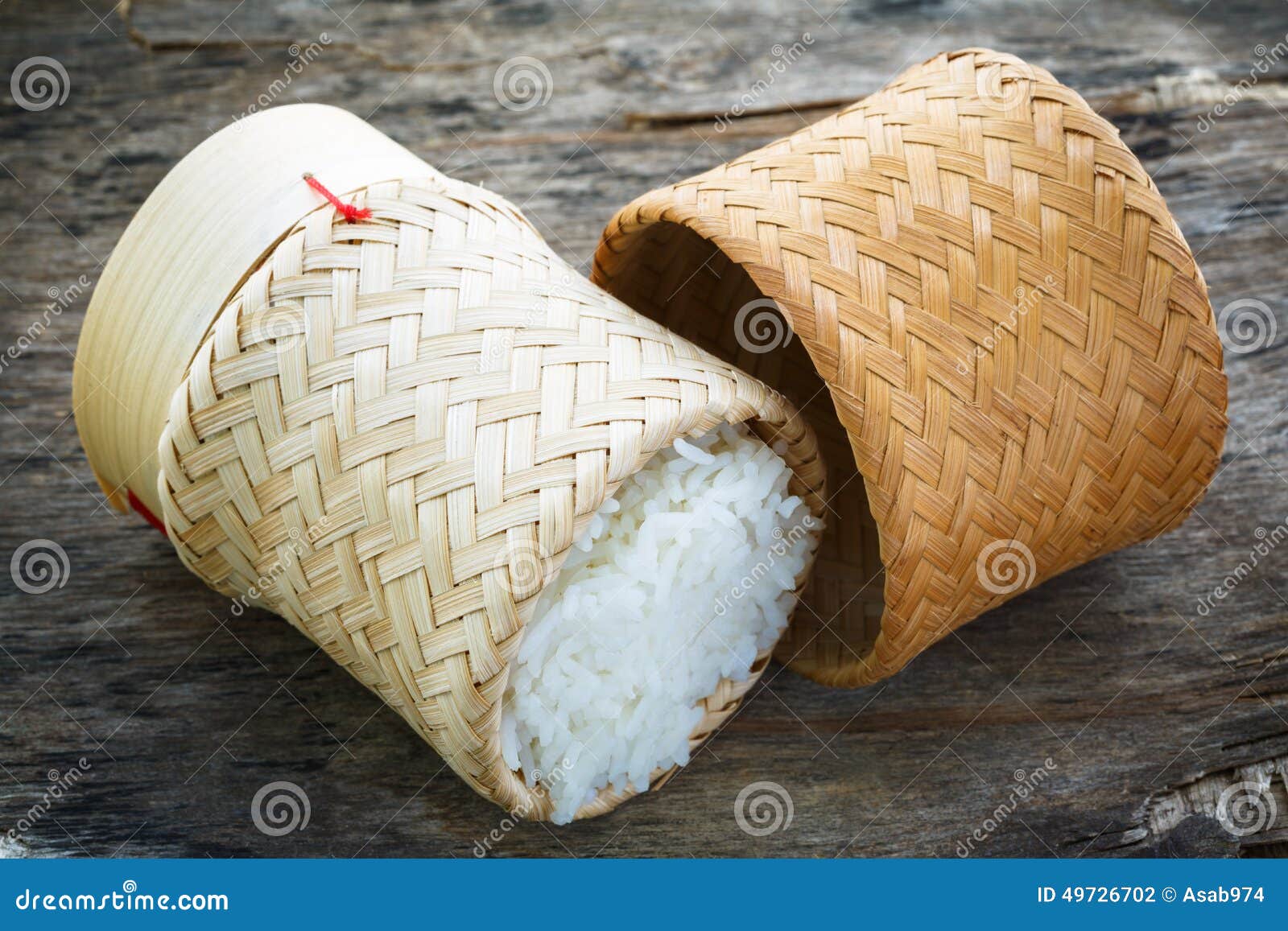 Rice in bamboo basket stock photo. Image of eating, east - 49726702