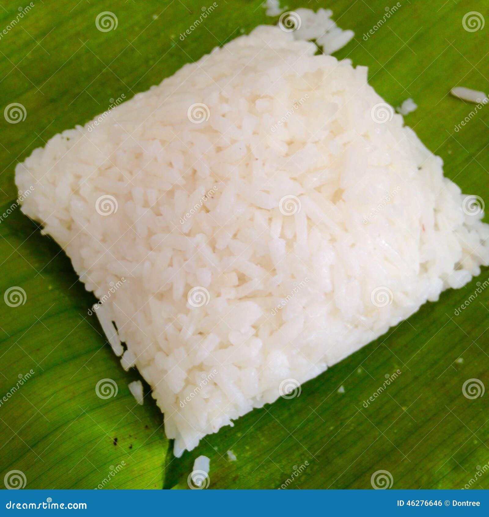 Rice on banana leaf stock photo. Image of green, boiled - 46276646