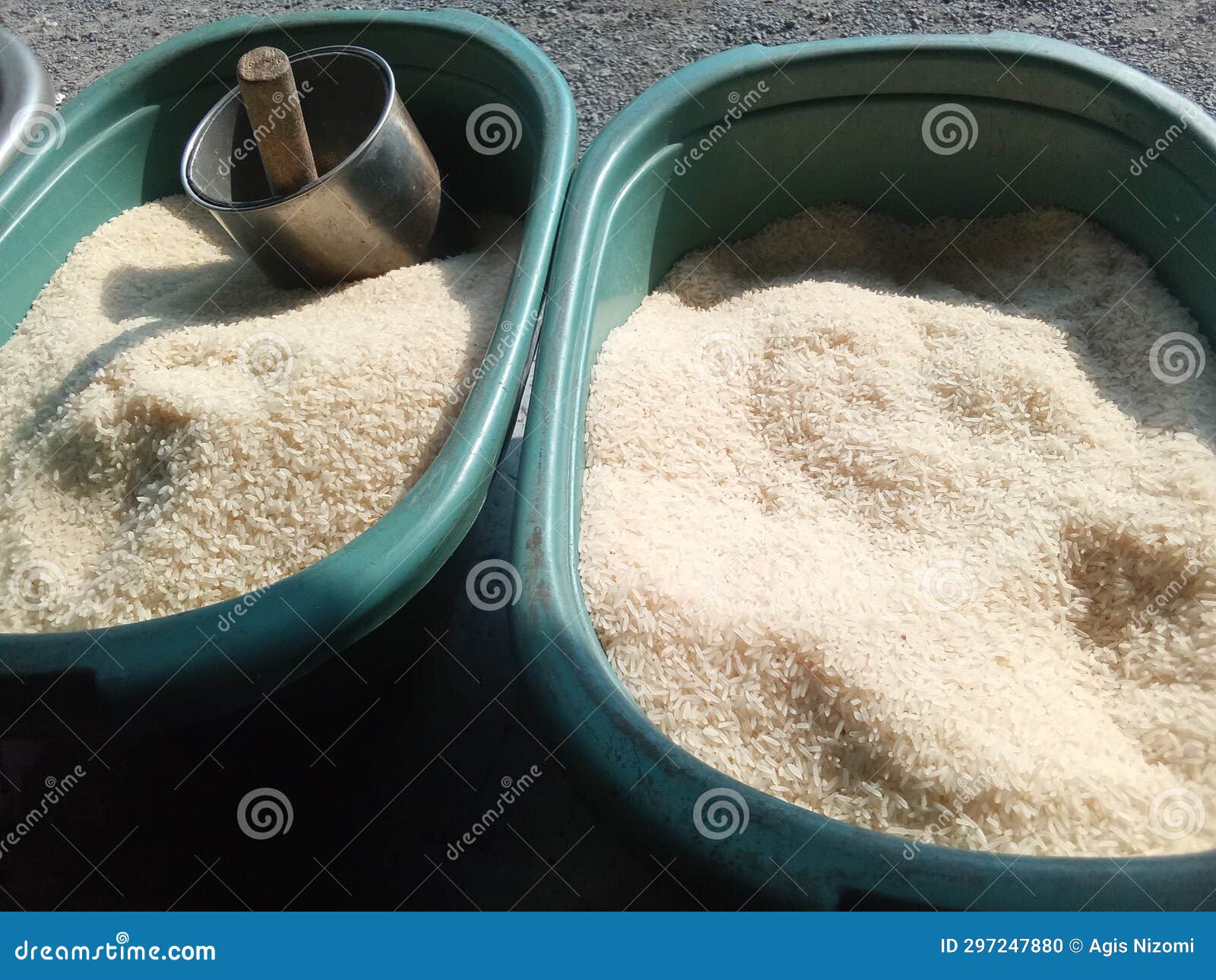 Rice in a Basin at a Roadside Grocery Store Stock Photo - Image of ...