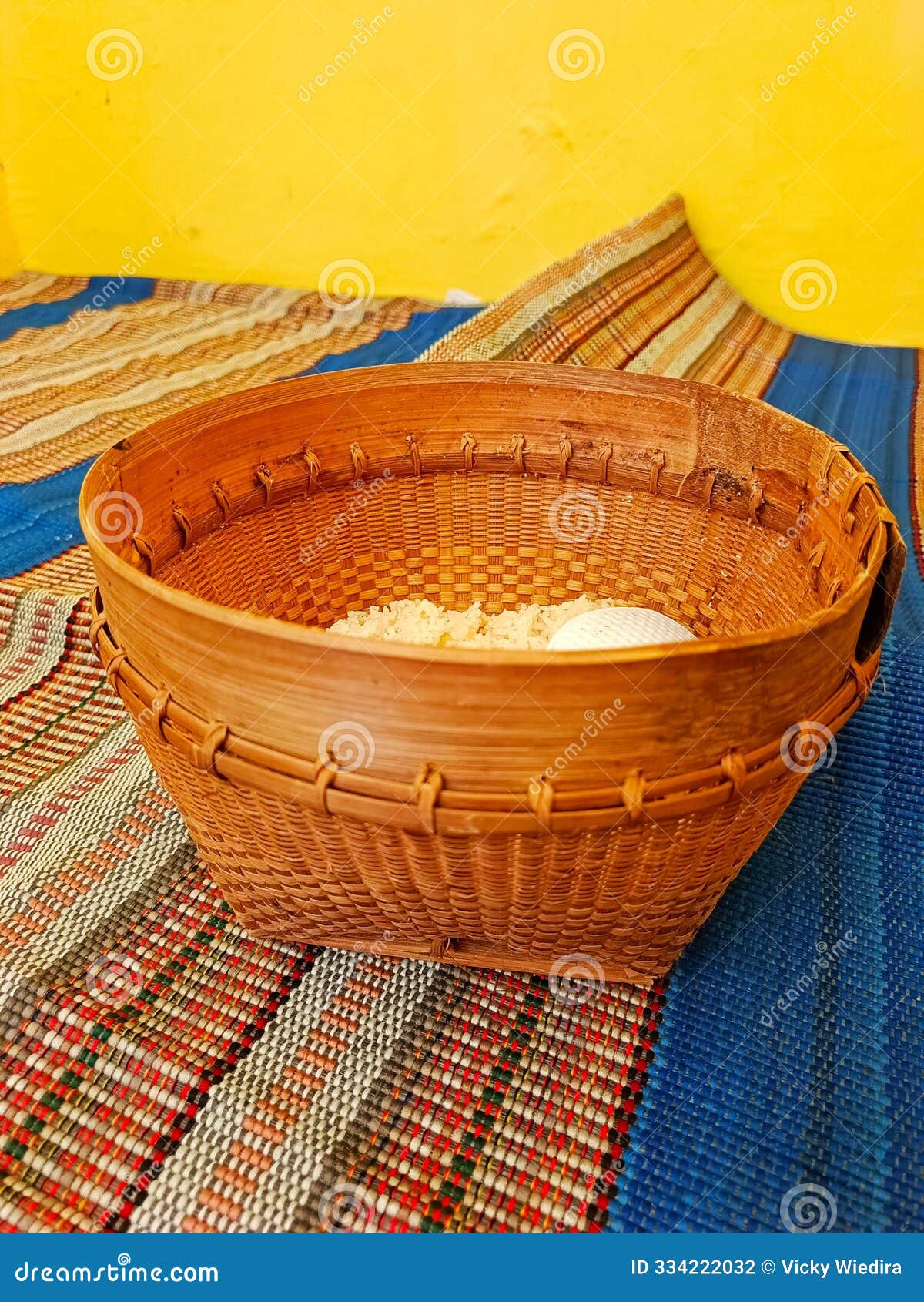 Rice Basket Made from Woven Bamboo Typical of Indonesia Stock Photo ...