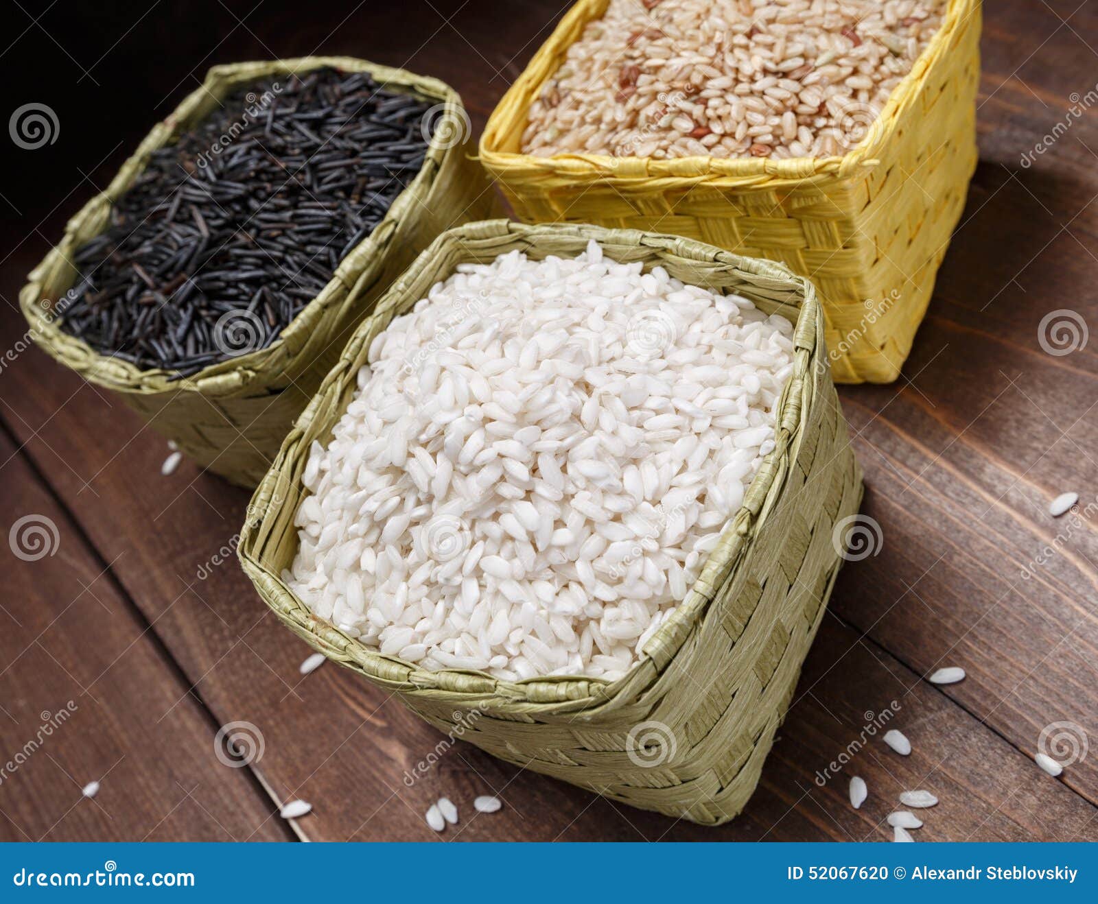 Rice in baskets stock photo. Image of food, basket, agriculture - 52067620