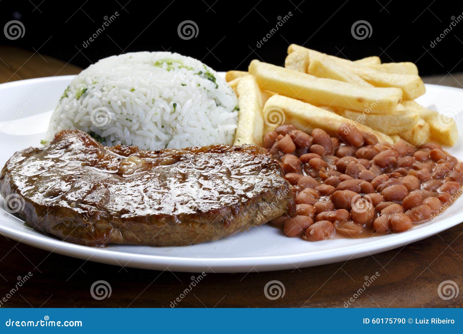 Rice with Beans and Meat on a Dish Stock Photo - Image of cooked ...