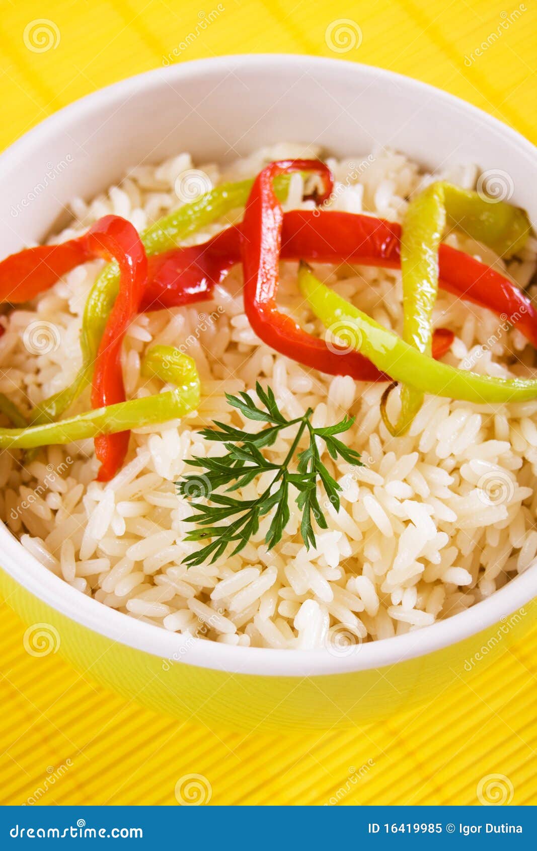 Rice with Bell Pepper Slices Stock Image - Image of diet, healthy: 16419985