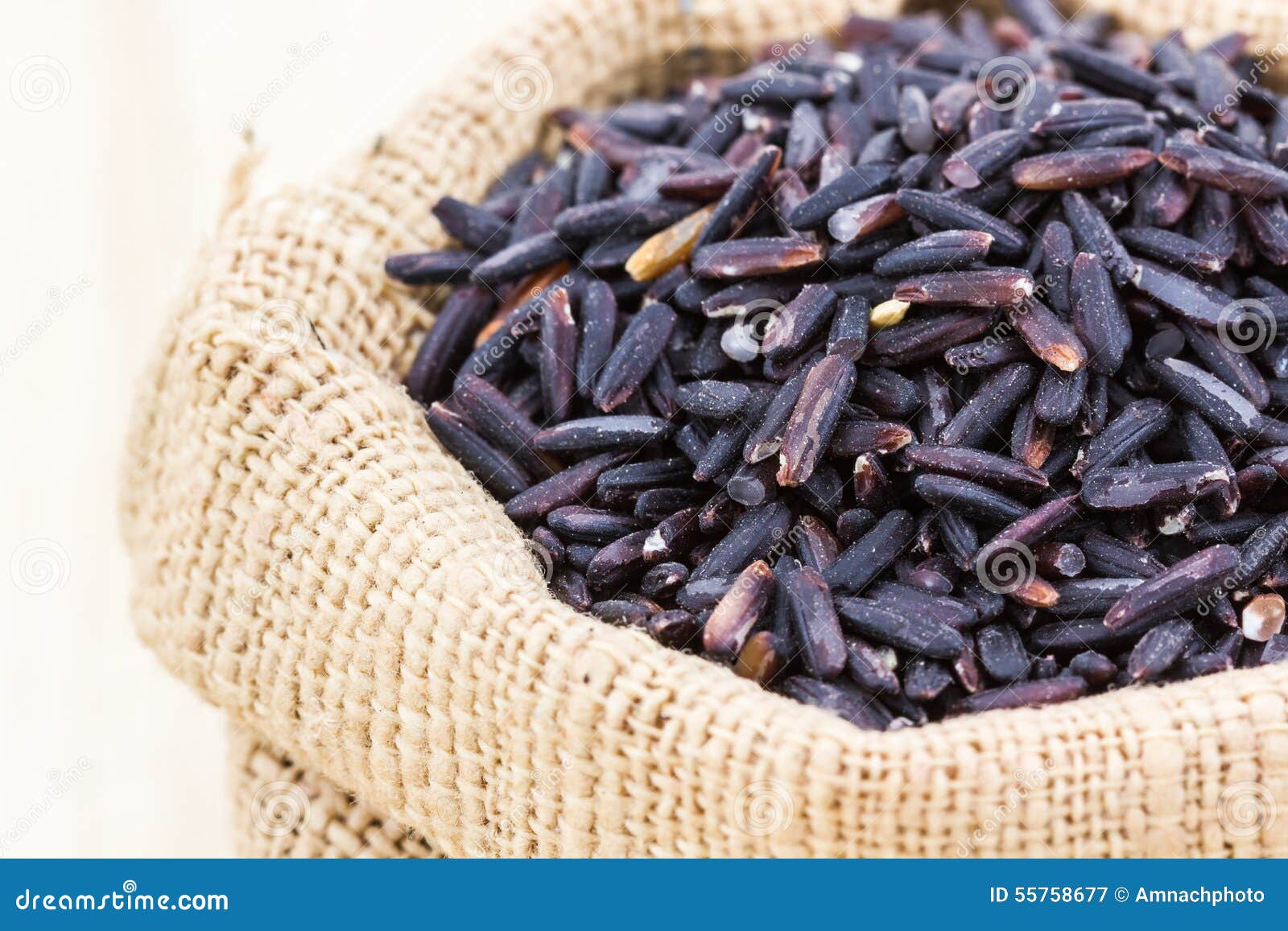 Rice Berry in Small Burlap Sack. Stock Image - Image of diet, organic ...