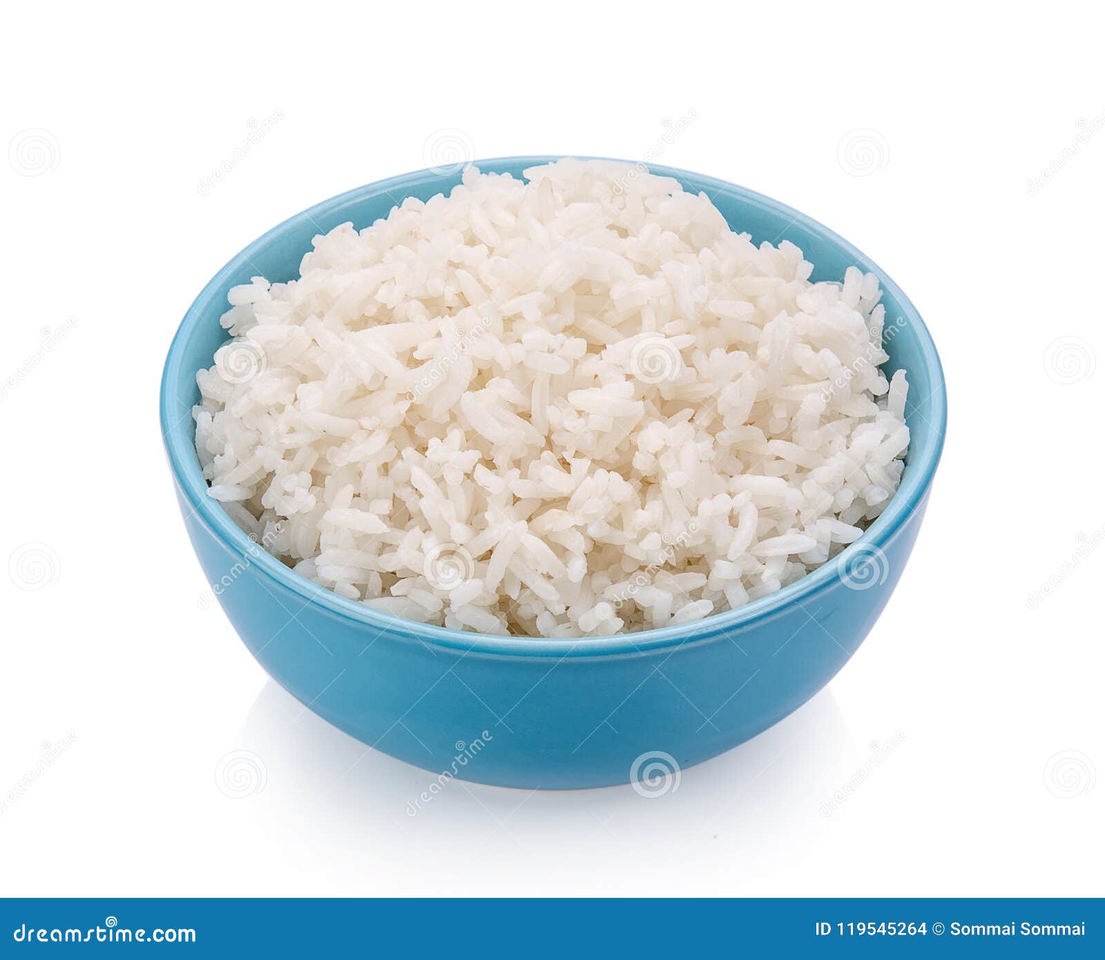 Rice in Blue Bowl on White Background Stock Photo - Image of diet, thai ...