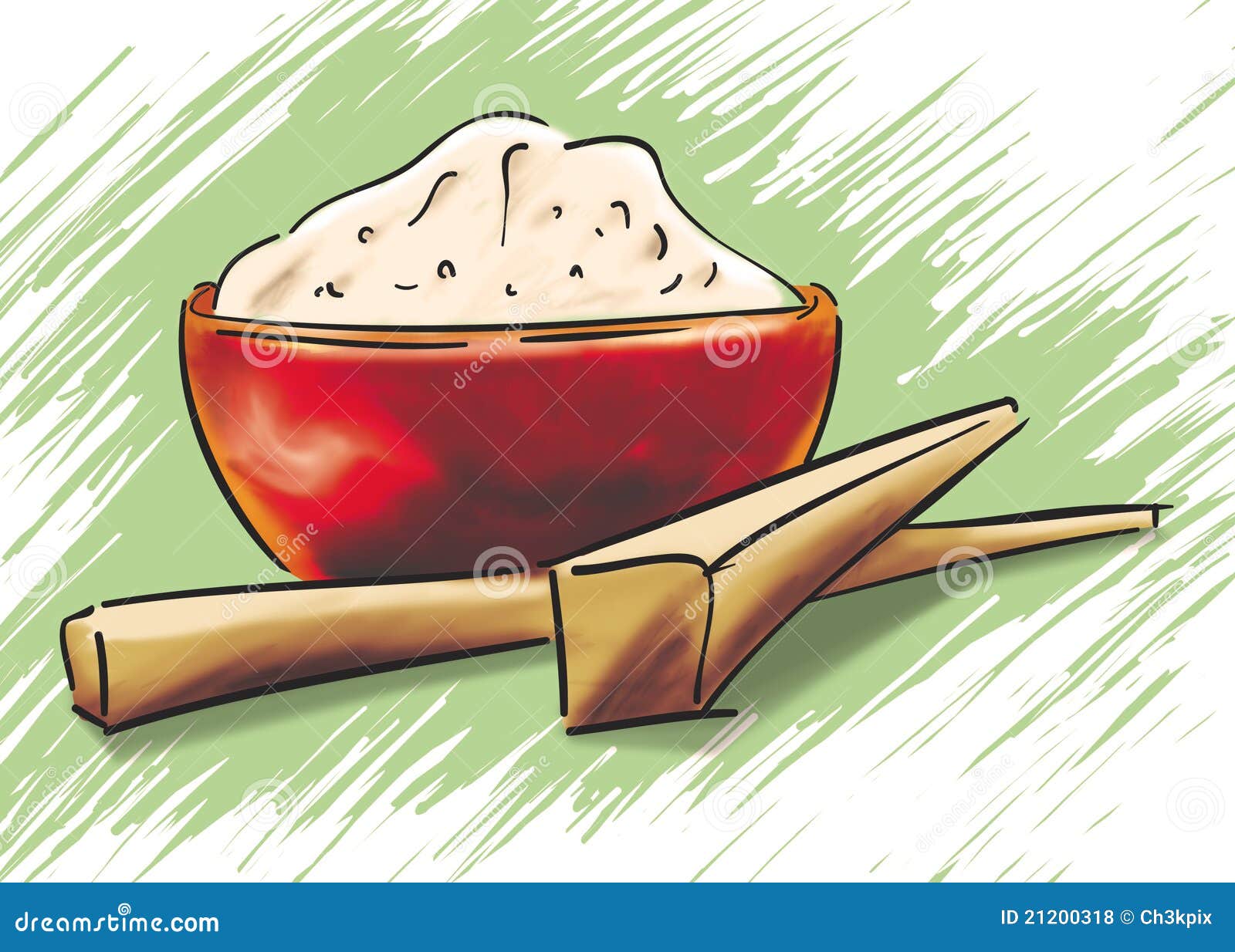 Rice bowl and chopsticks stock illustration. Illustration of tableware ...