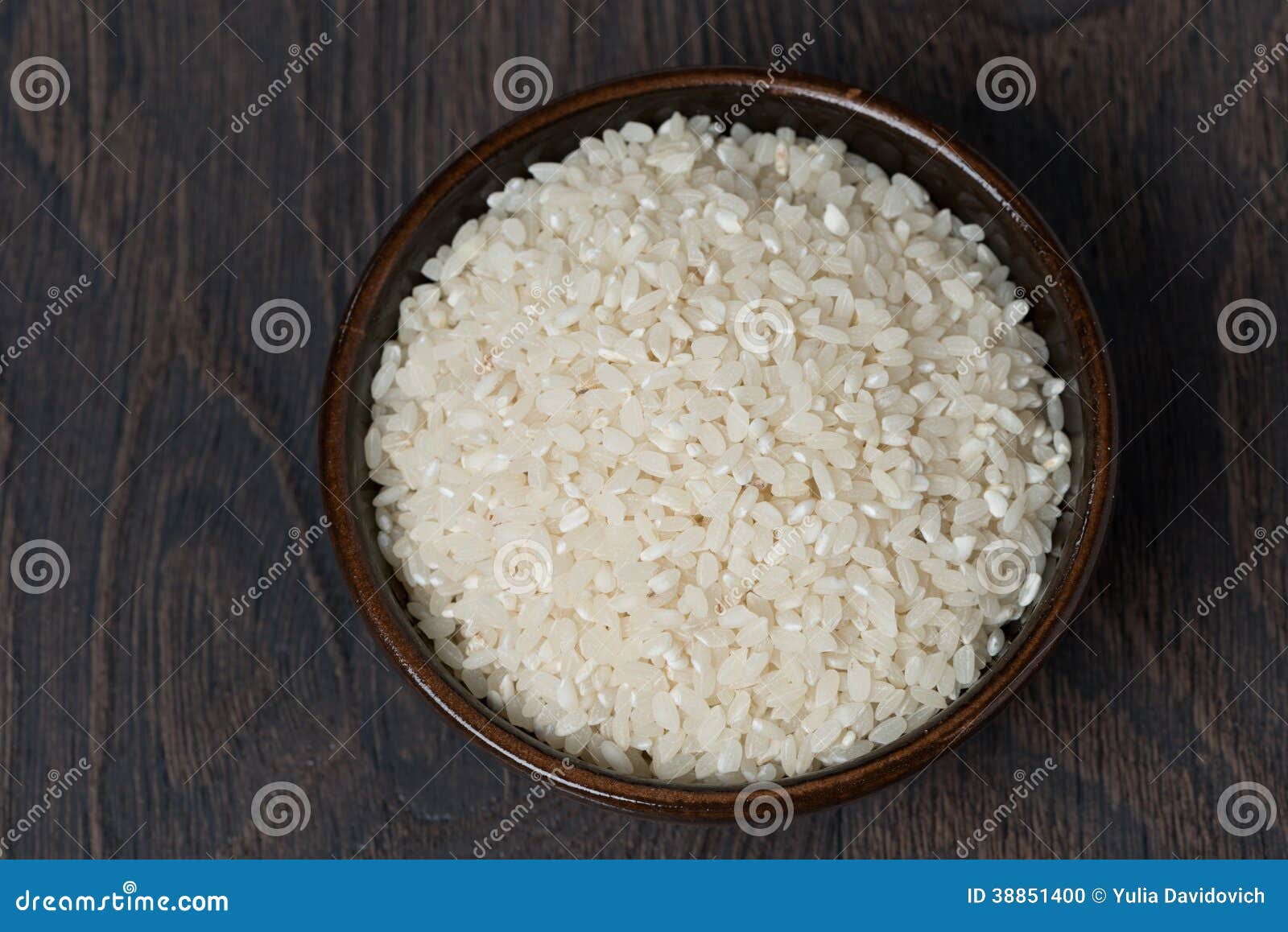 Rice in a Bowl on Dark Background, Top View Stock Photo - Image of ...