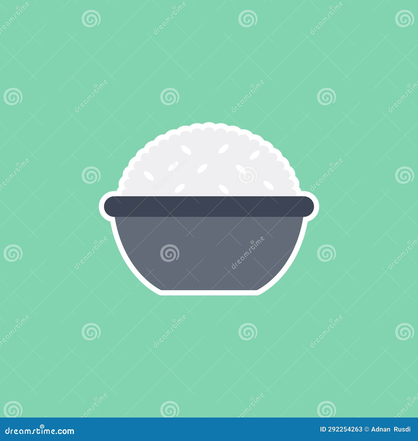 Rice Bowl Flat Design Vector Illustration Stock Illustration ...