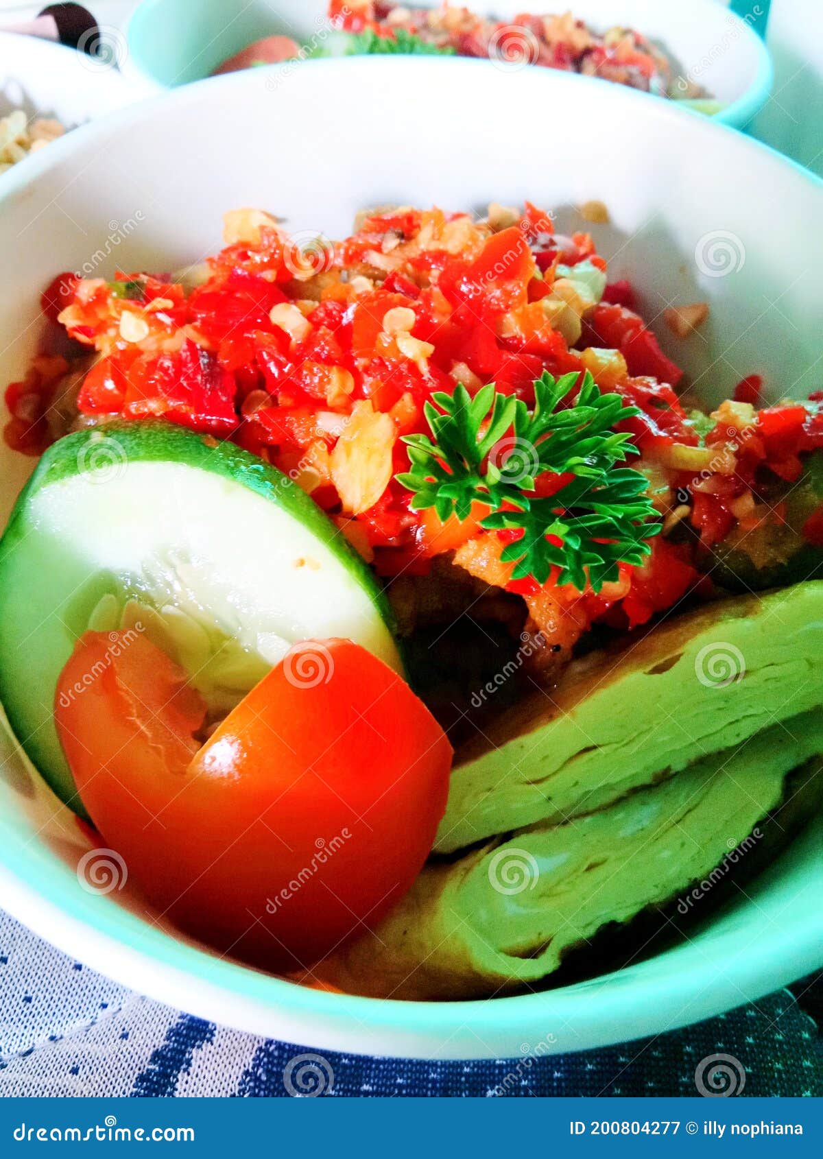 Rice bowl geprek chicken stock image. Image of food - 200804277