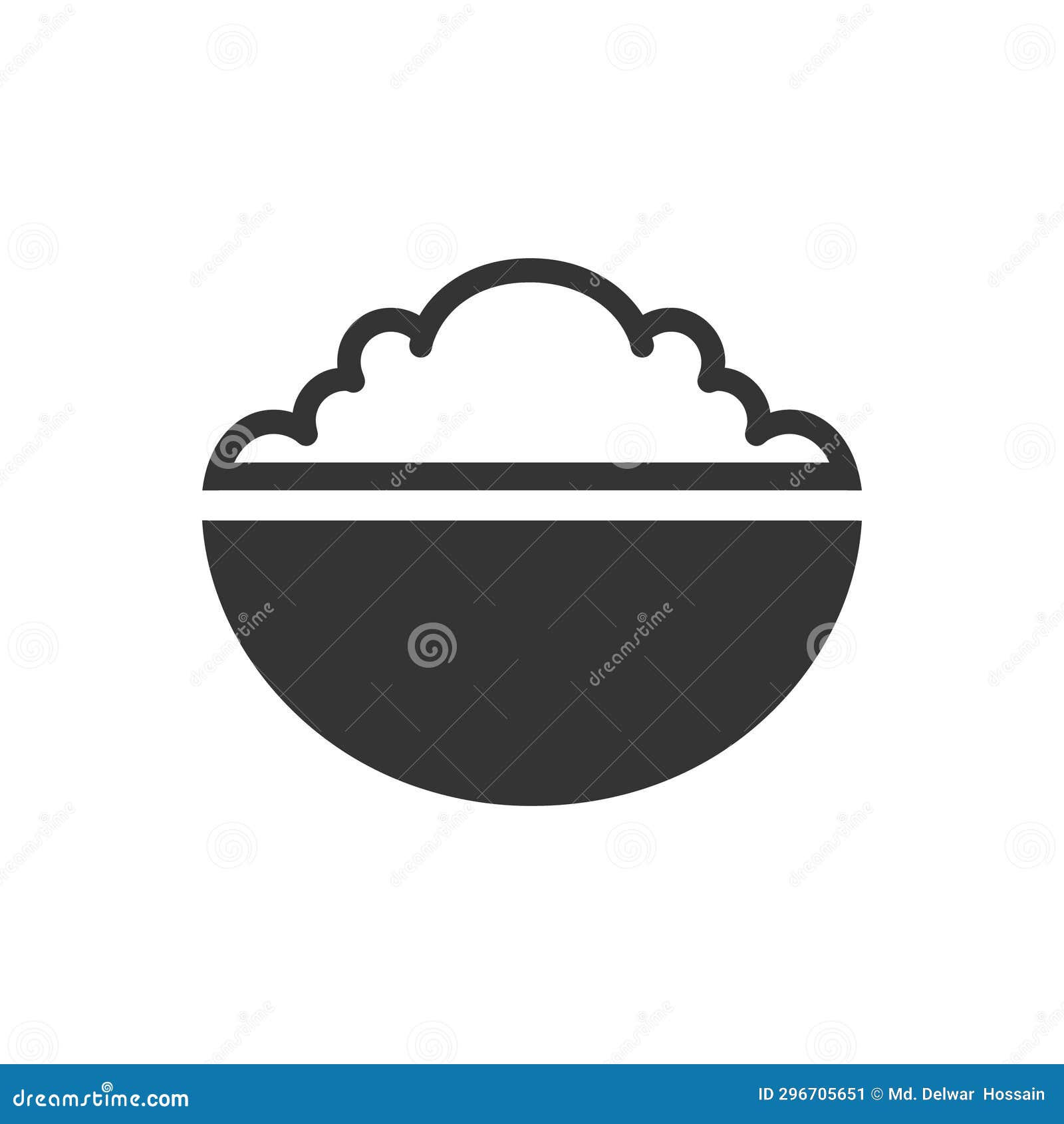 Rice Bowl Icon stock vector. Illustration of rice, bowl - 296705651