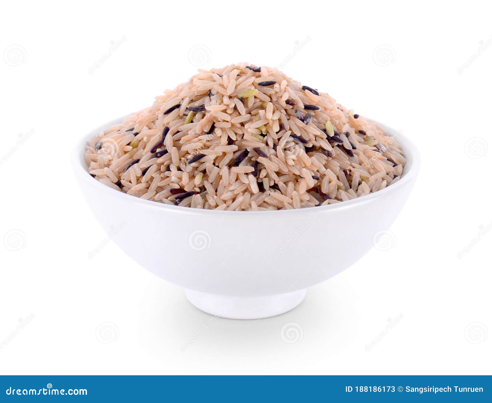 Rice in Bowl, Isolated on White Stock Image - Image of white, grain ...