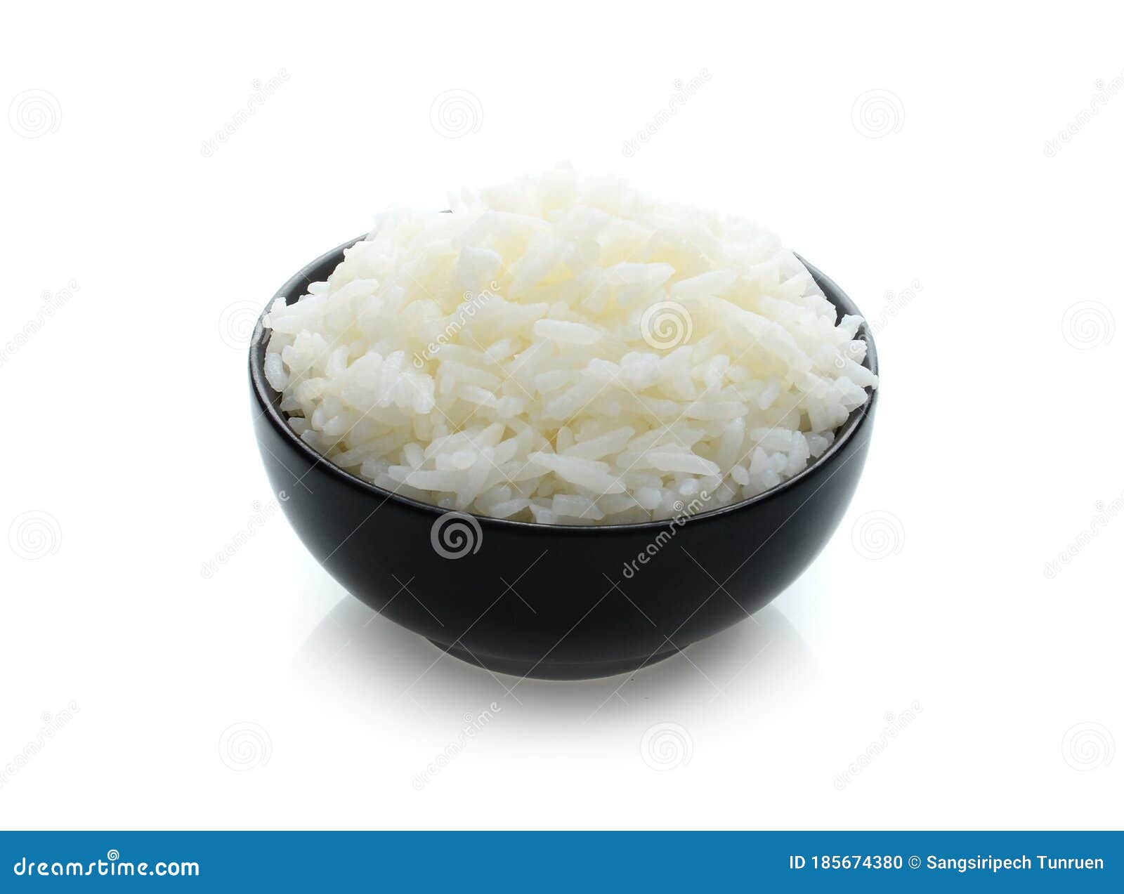 Rice in Bowl Isolated on White Background Stock Photo - Image of grain ...