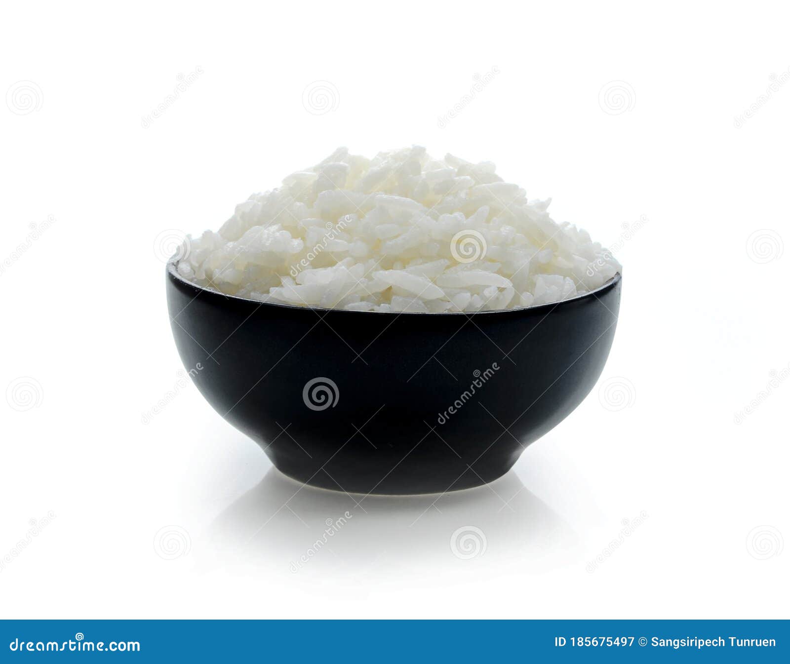 Rice in Bowl Isolated on White Background Stock Image - Image of ...