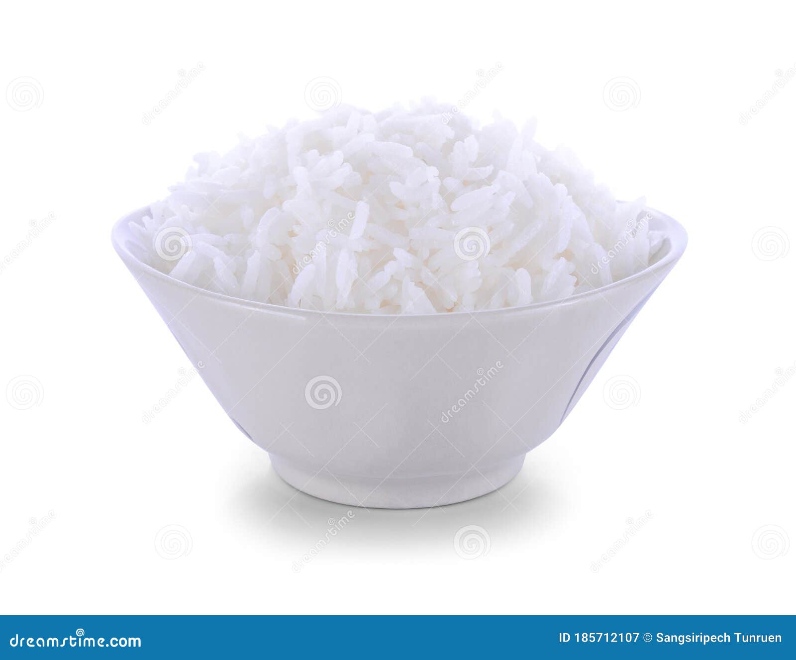 Rice in Bowl Isolated on White Background Stock Image - Image of ...