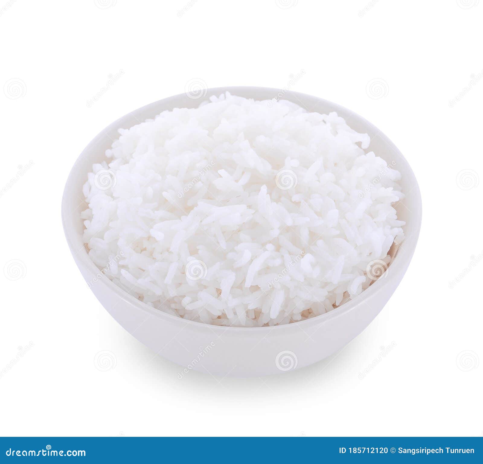 Rice in Bowl Isolated on White Background Stock Photo - Image of crop ...