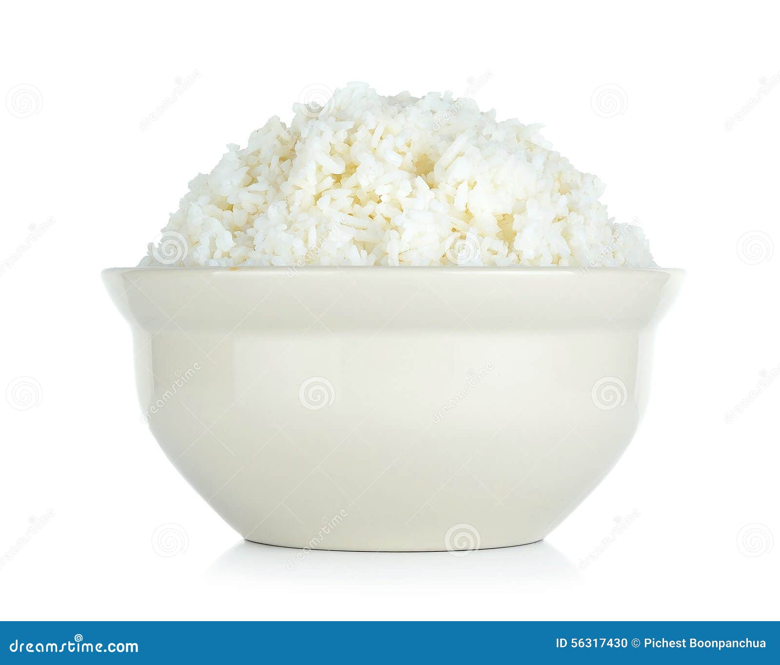Rice with Bowl Isolated on the White Background Stock Photo - Image of ...