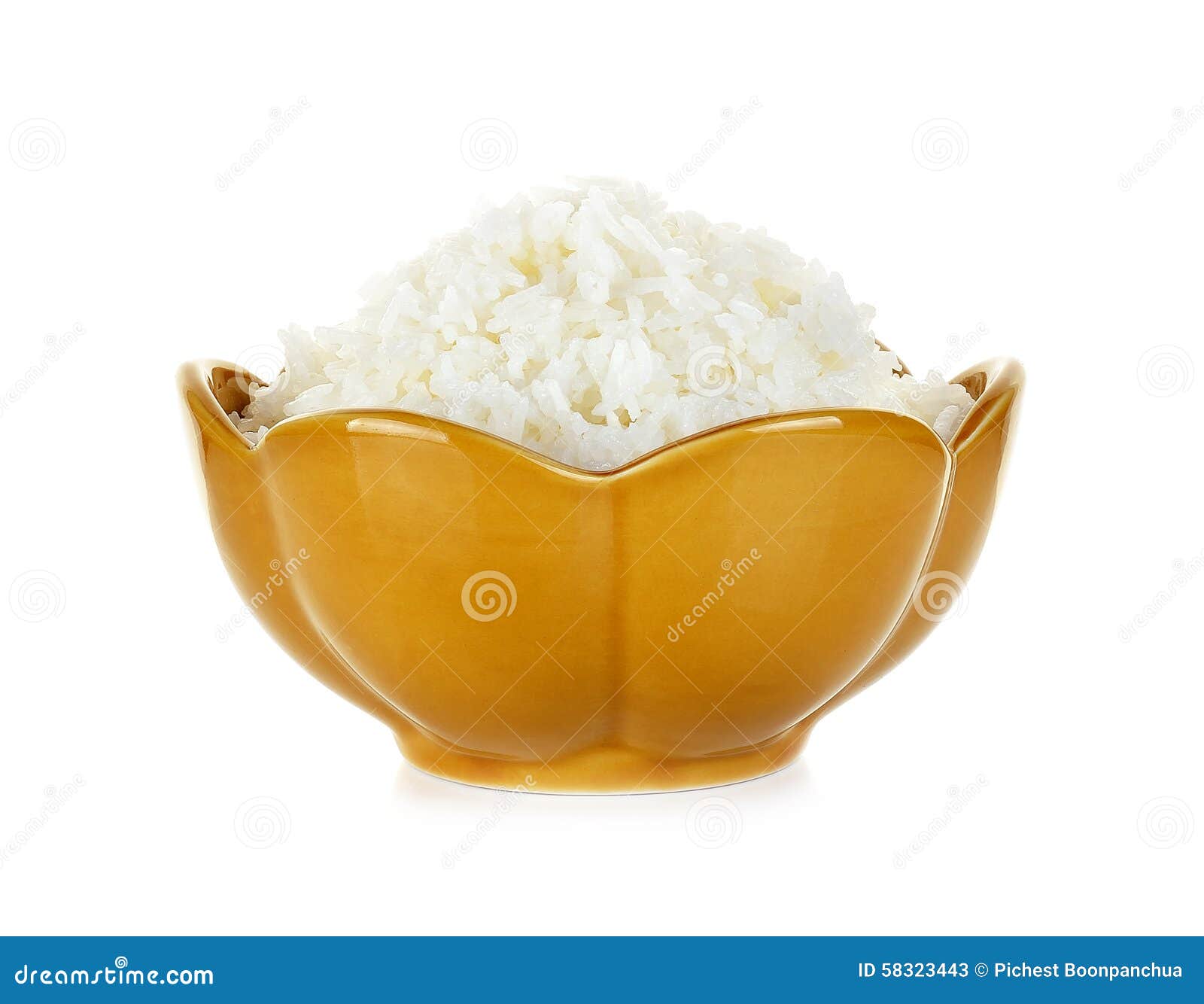 Rice in a Bowl Isolated on a White Background Stock Image - Image of ...