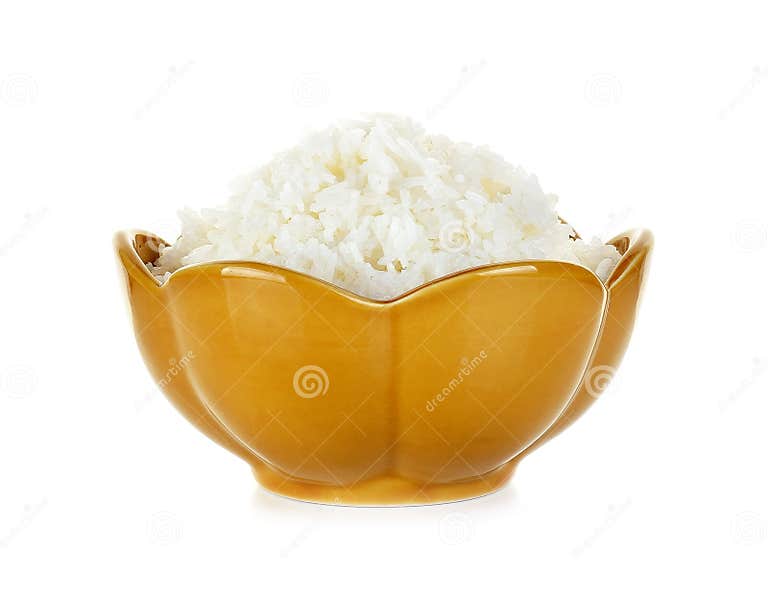 Rice in a Bowl Isolated on a White Background Stock Image - Image of ...