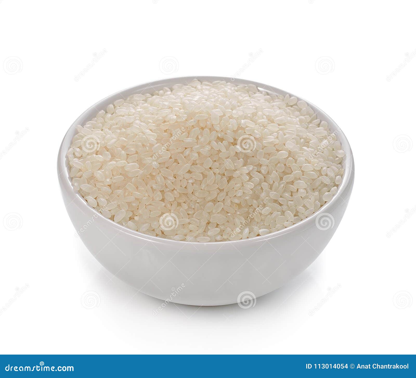 Rice in a Bowl Isolated on White Background Stock Photo - Image of ...