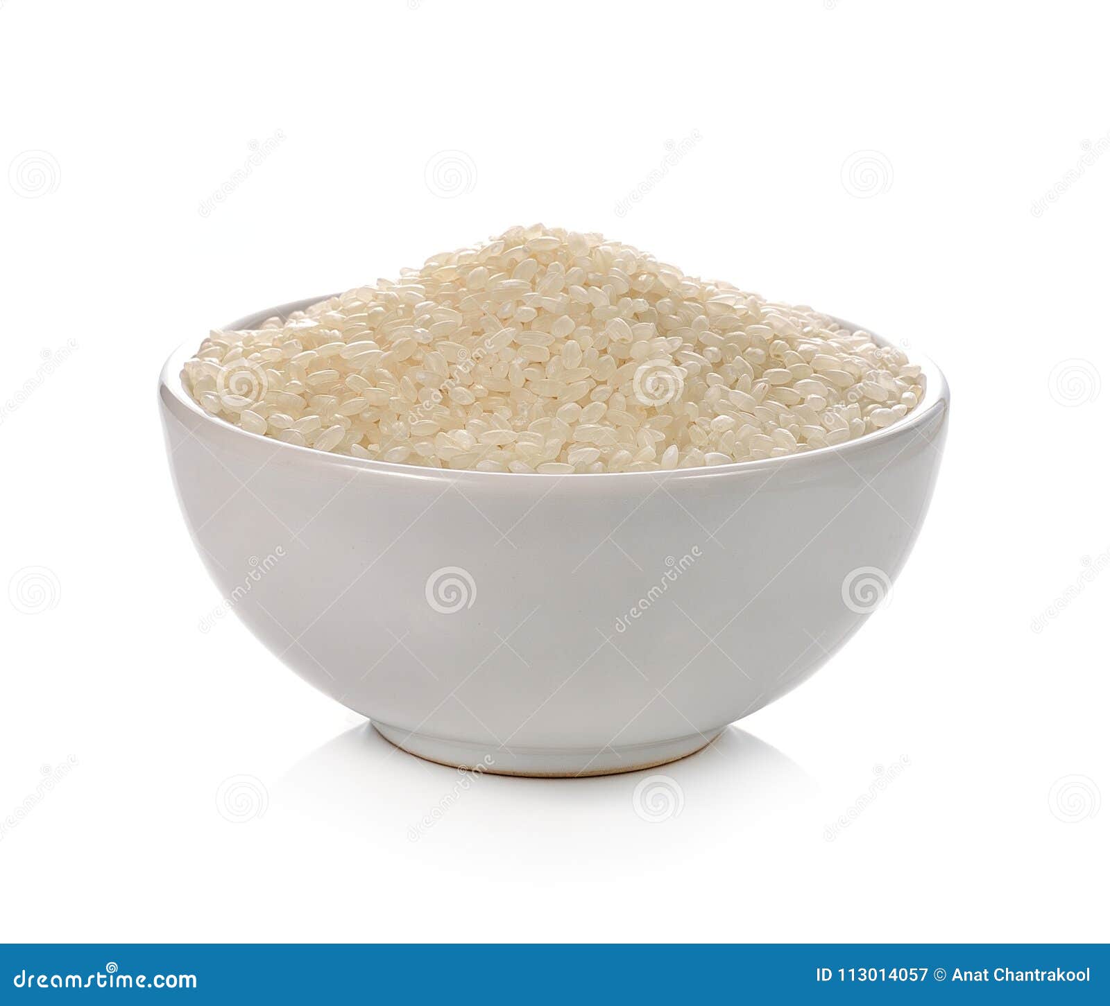 Rice in a Bowl Isolated on White Background Stock Image - Image of ...