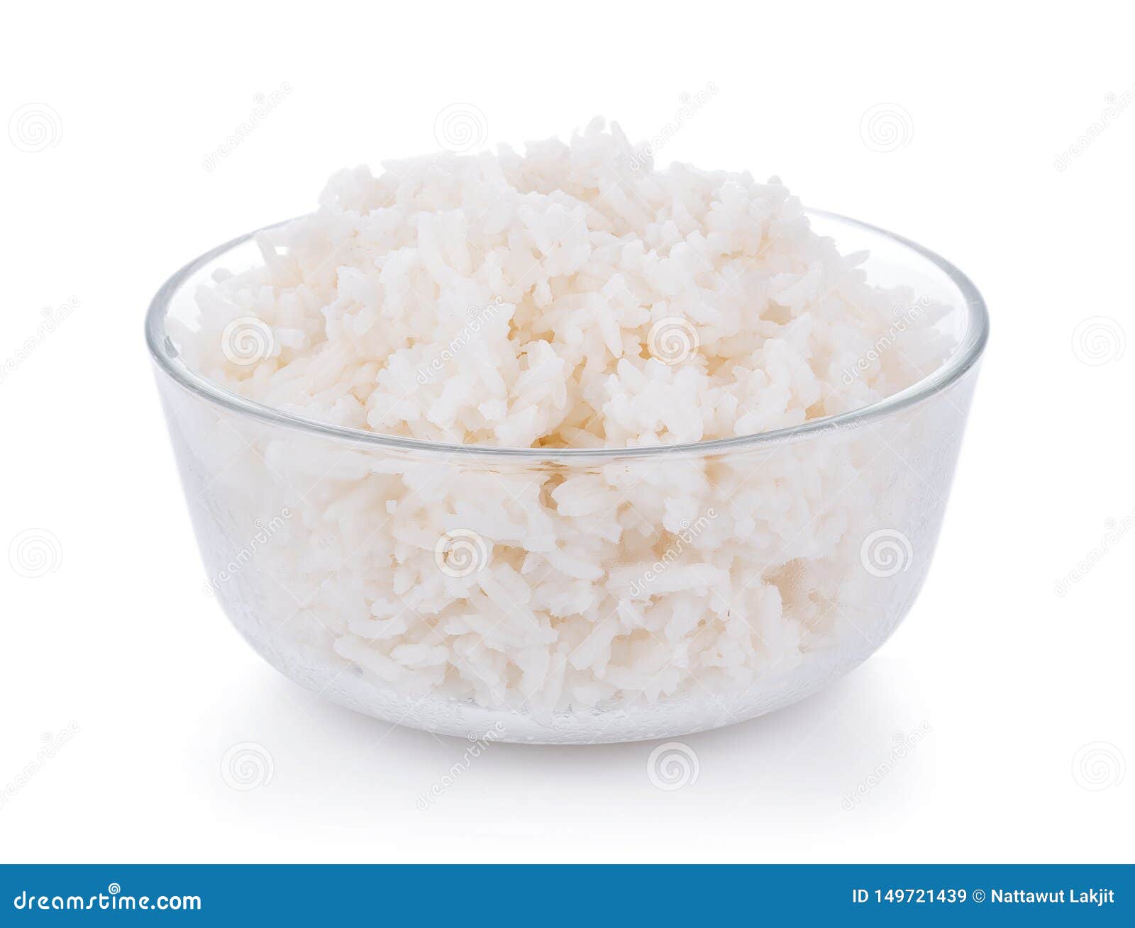 Rice in a Bowl on a White Background Stock Image - Image of lunch ...