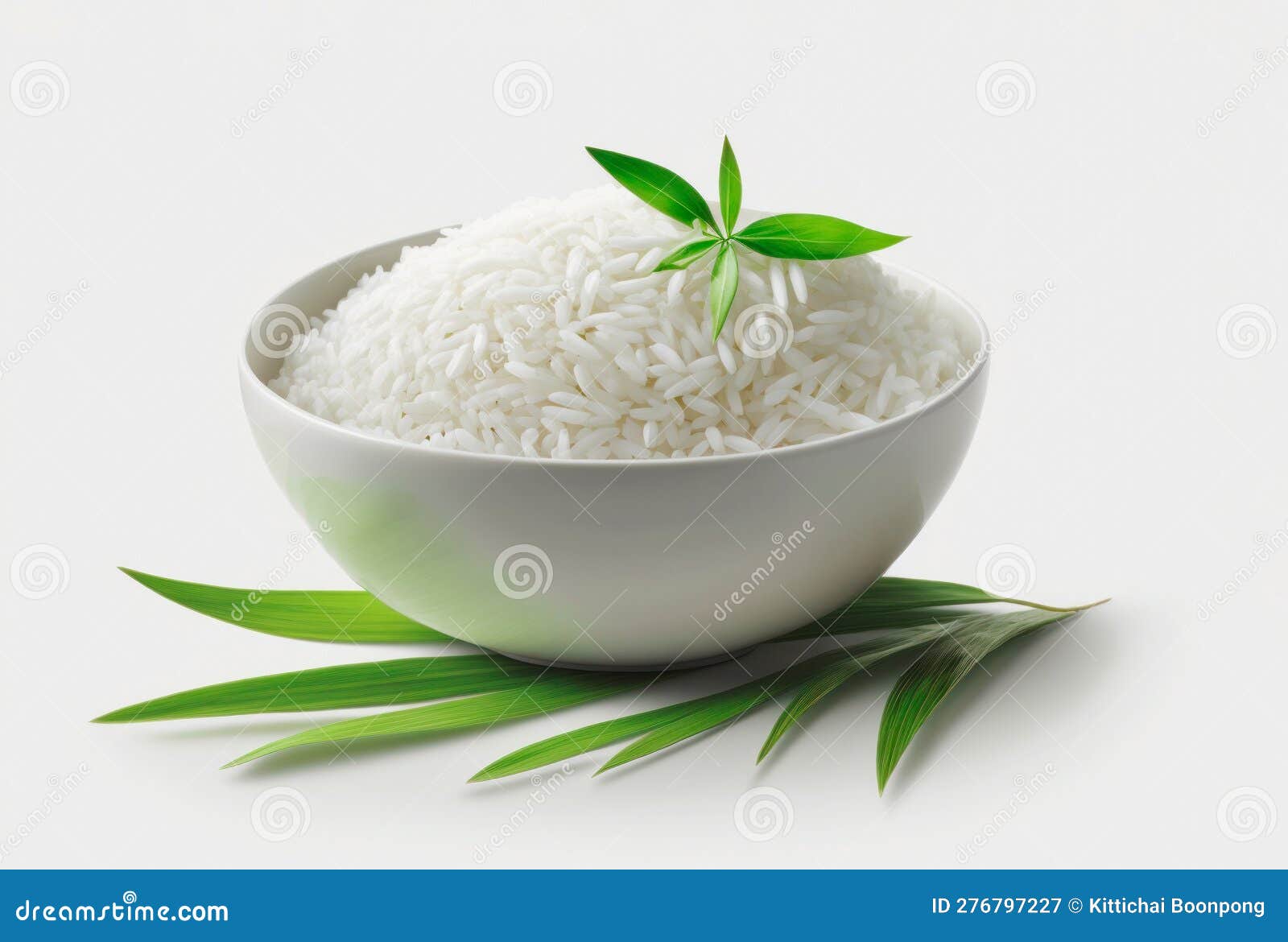 Rice in a Bowl on a White Background Stock Illustration - Illustration ...