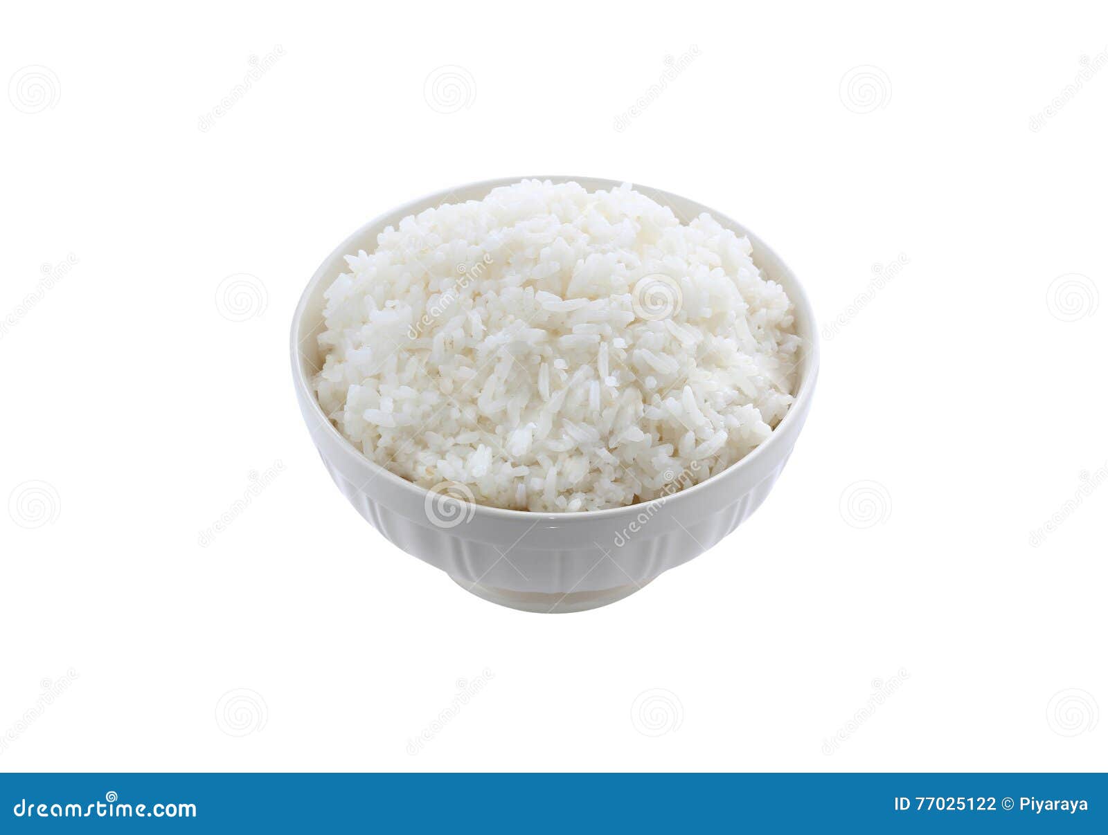 Rice in a Bowl on White Background Stock Photo - Image of carbohydrate ...