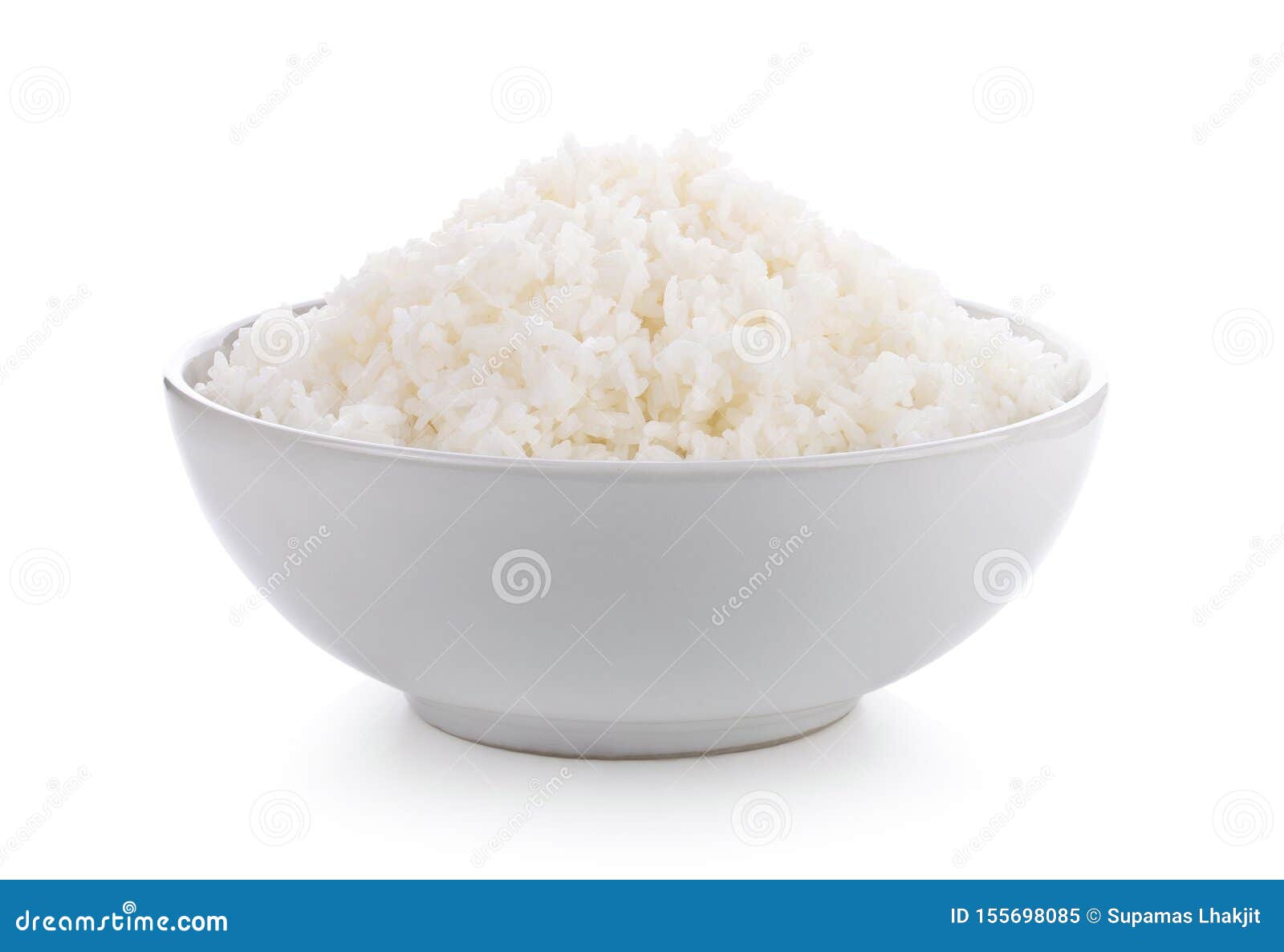 Rice in a Bowl on a White Background Stock Image - Image of meal ...